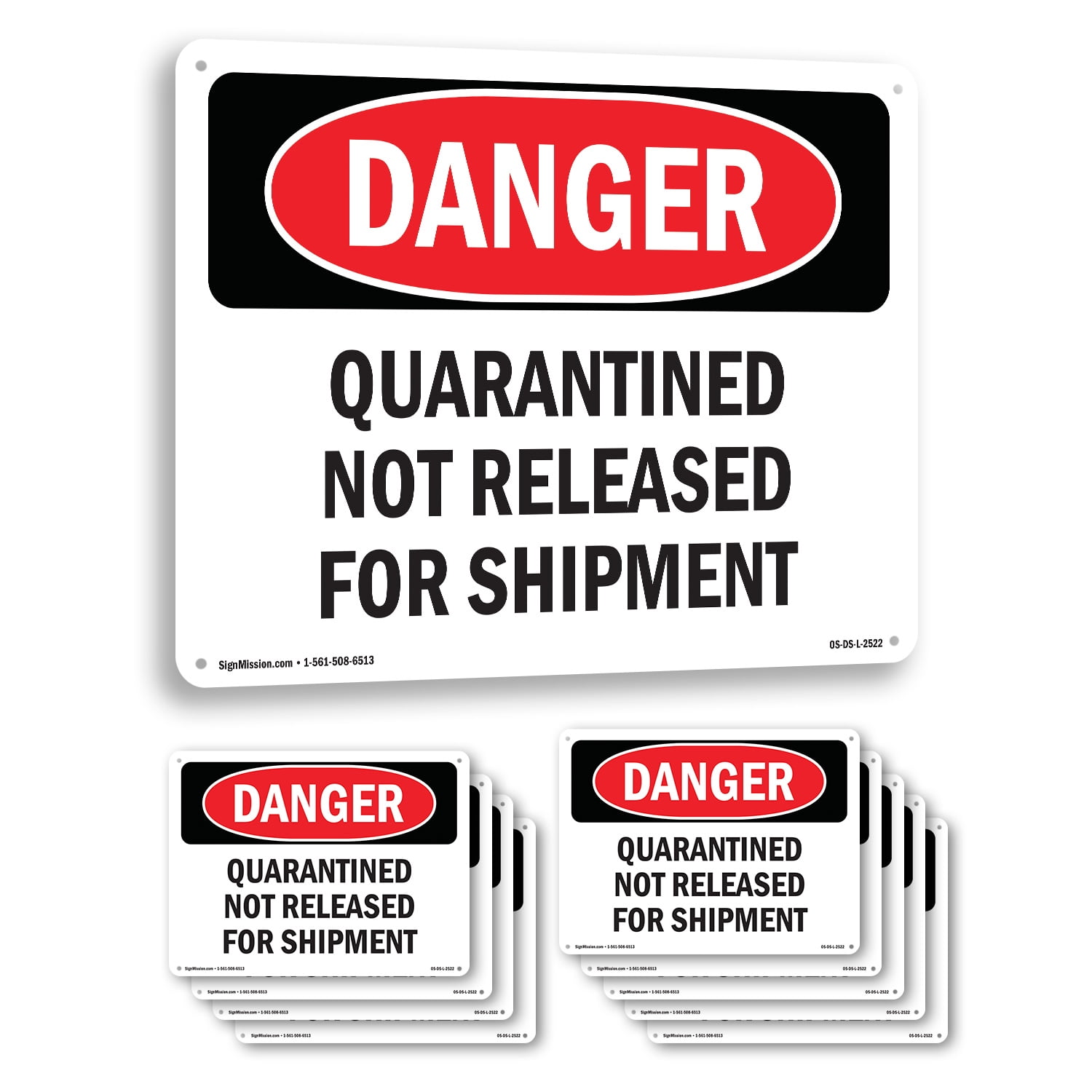 Quarantined Not Released For Shipment OSHA Danger Aluminum Sign 24 Inch ...