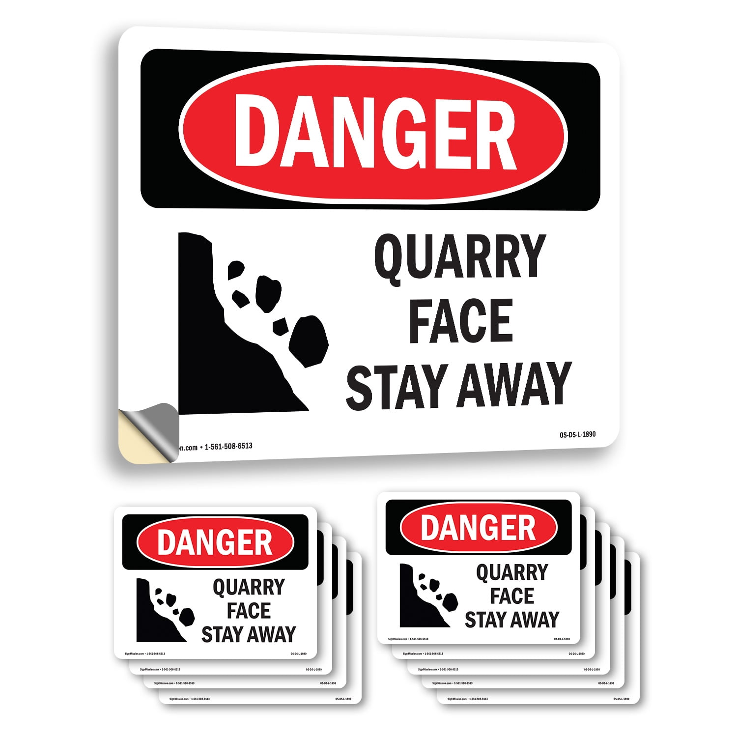 Quarry Face Stay Away OSHA Danger Vinyl Decal Label 10 Inch x 7 Inch ...