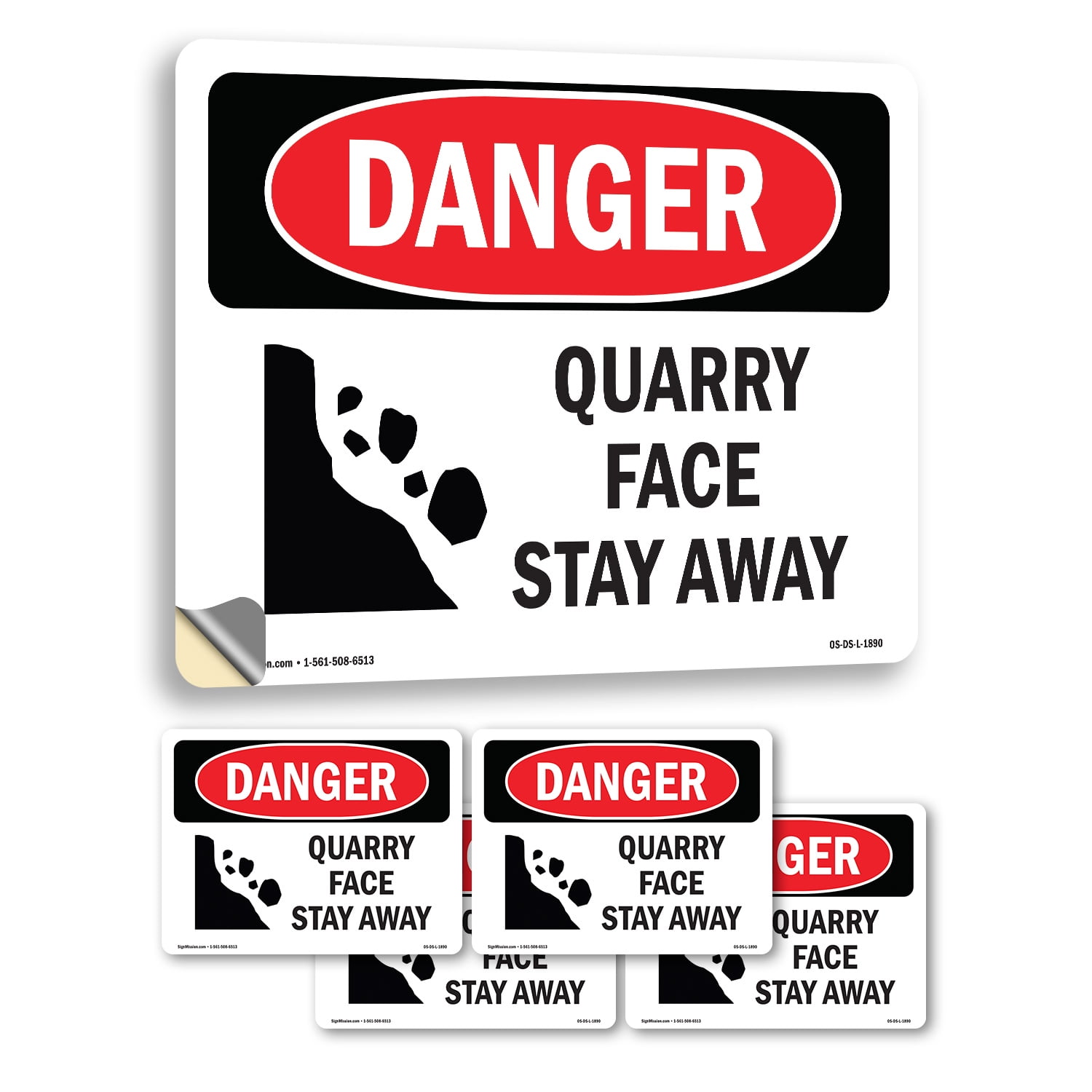 Quarry Face Stay Away OSHA Danger Vinyl Decal Label 10 Inch x 7 Inch ...
