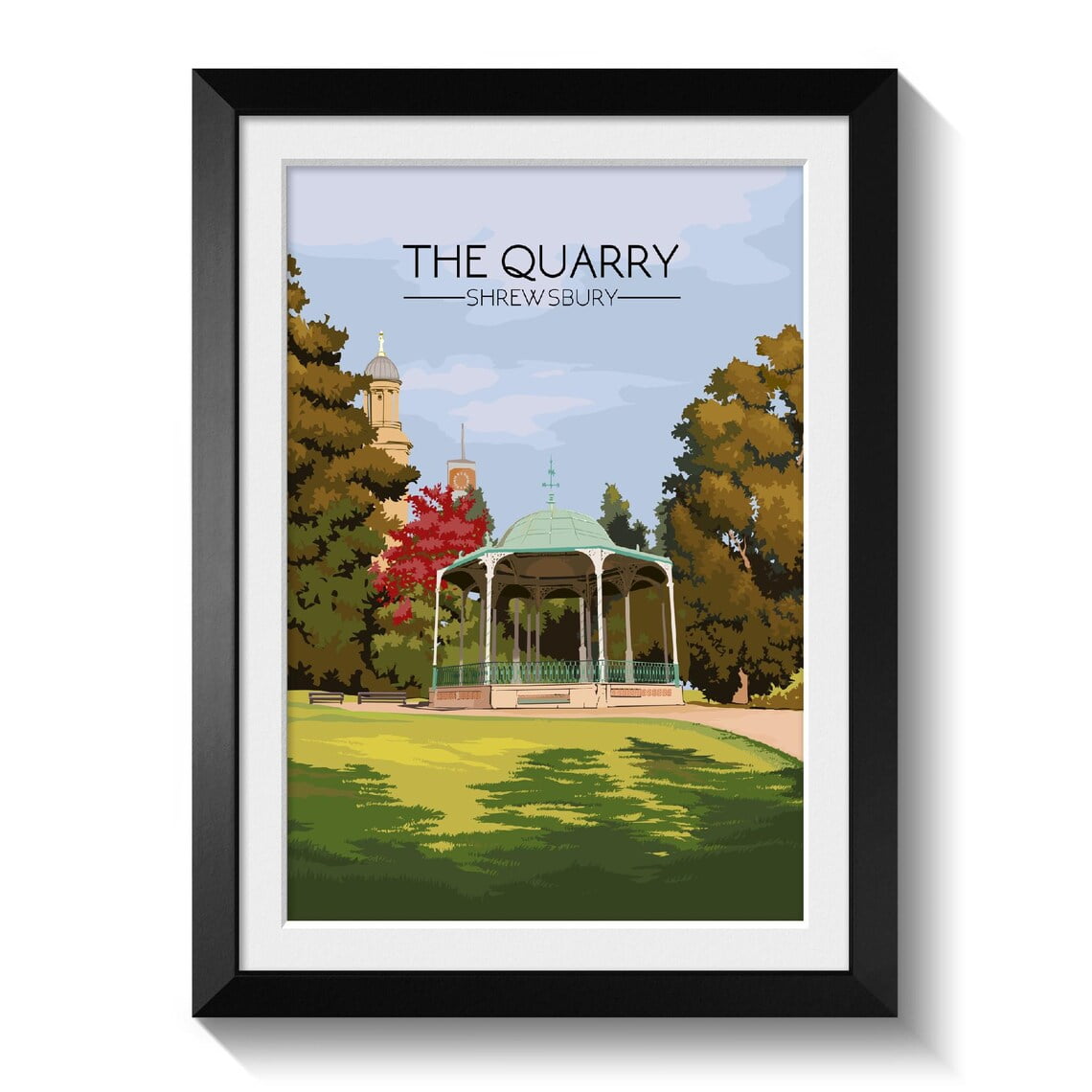 The Quarry Shrewsbury Poster, Shrewsbury Travel Print, The Quarry Park ...