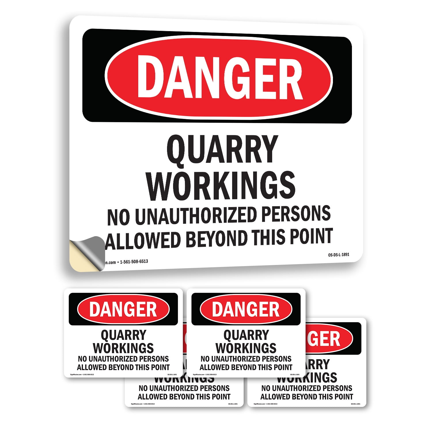 Quarry Workings No Unauthorized Persons OSHA Danger Vinyl Decal Label ...