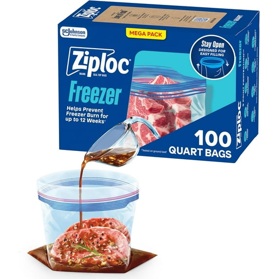 Quart Food Stora Freezer Bags, Grip 'n Seal Technology for Easier Grip ...