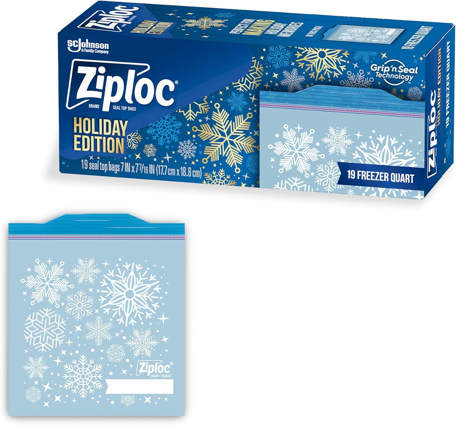 Quart Food Storage Freezer Bags, Grip 'n Seal Technology for Easier ...