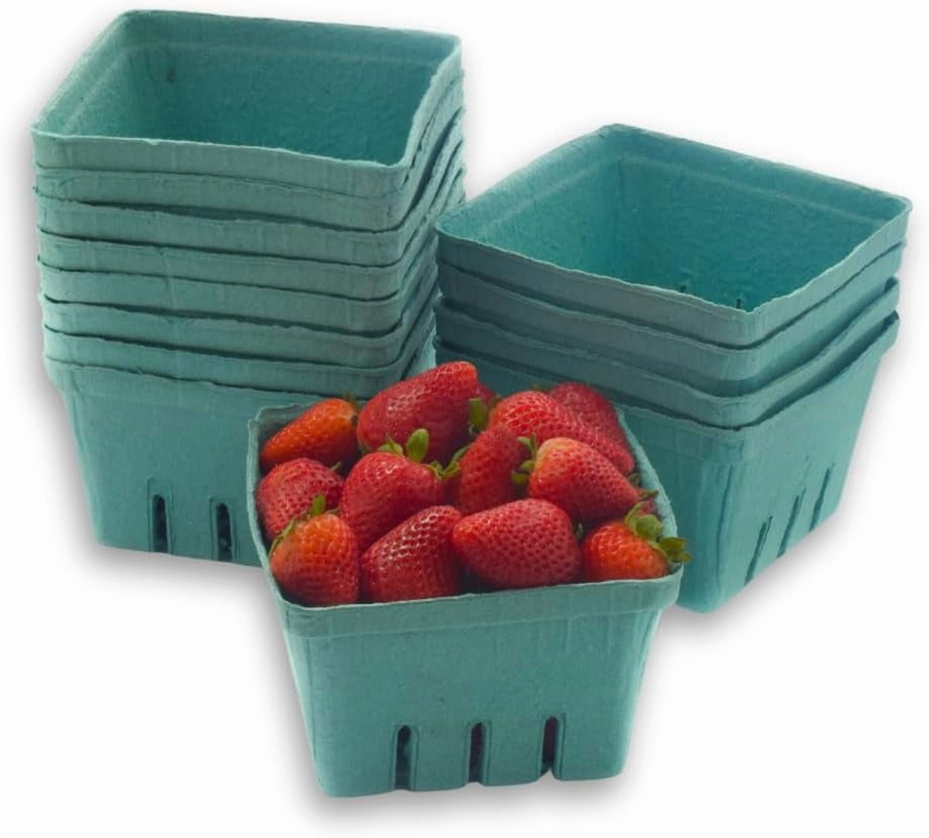 Quart Green Molded Pulp Fiber Berry/Produce Vented Basket (20 Pieces ...