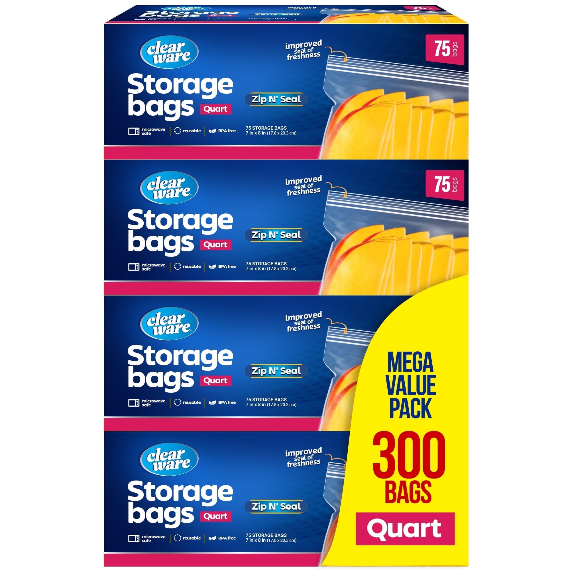 Quart Plastic Storage Bags - Reusable Thick Food Storage Bags ...