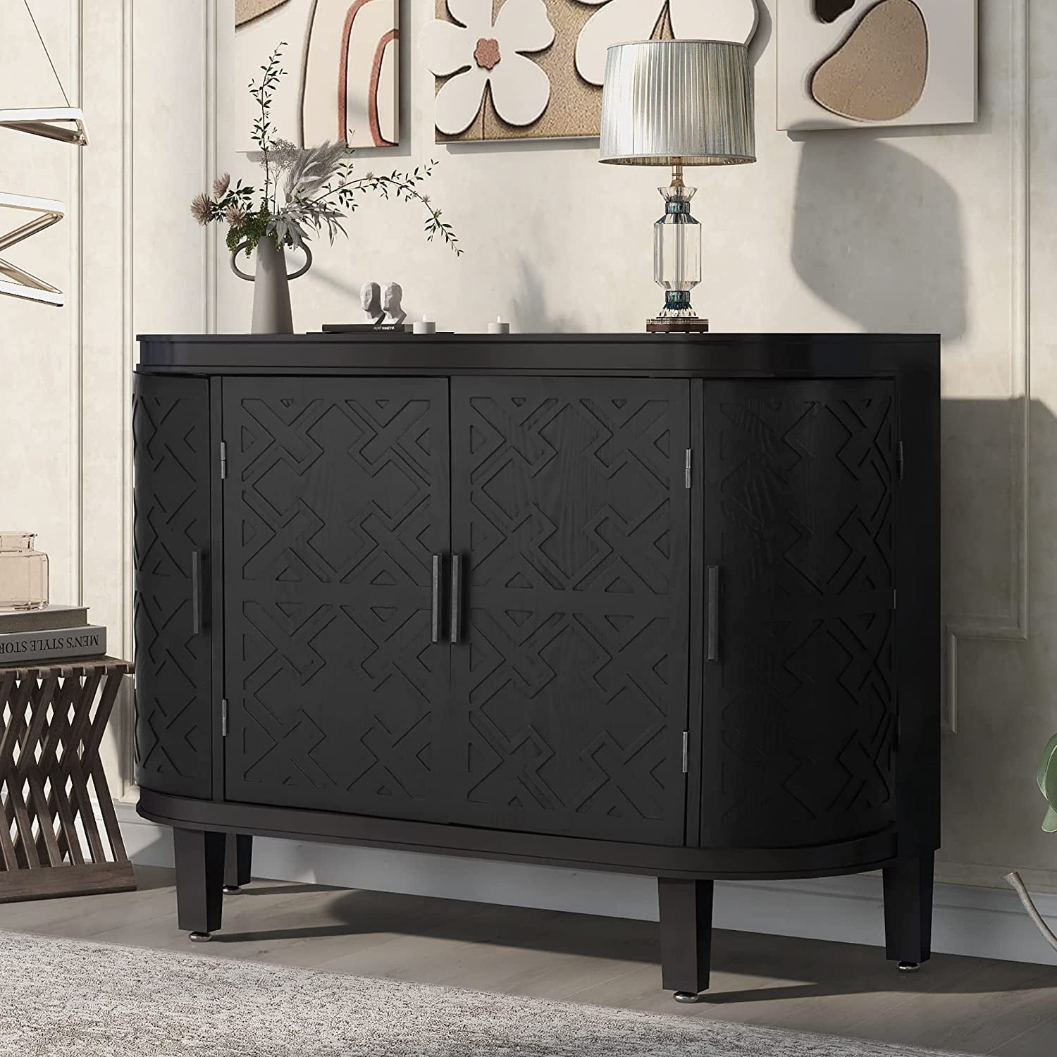 Quarte Accent Storage Cabinet, Retro Wooden Sideboard with Antique ...
