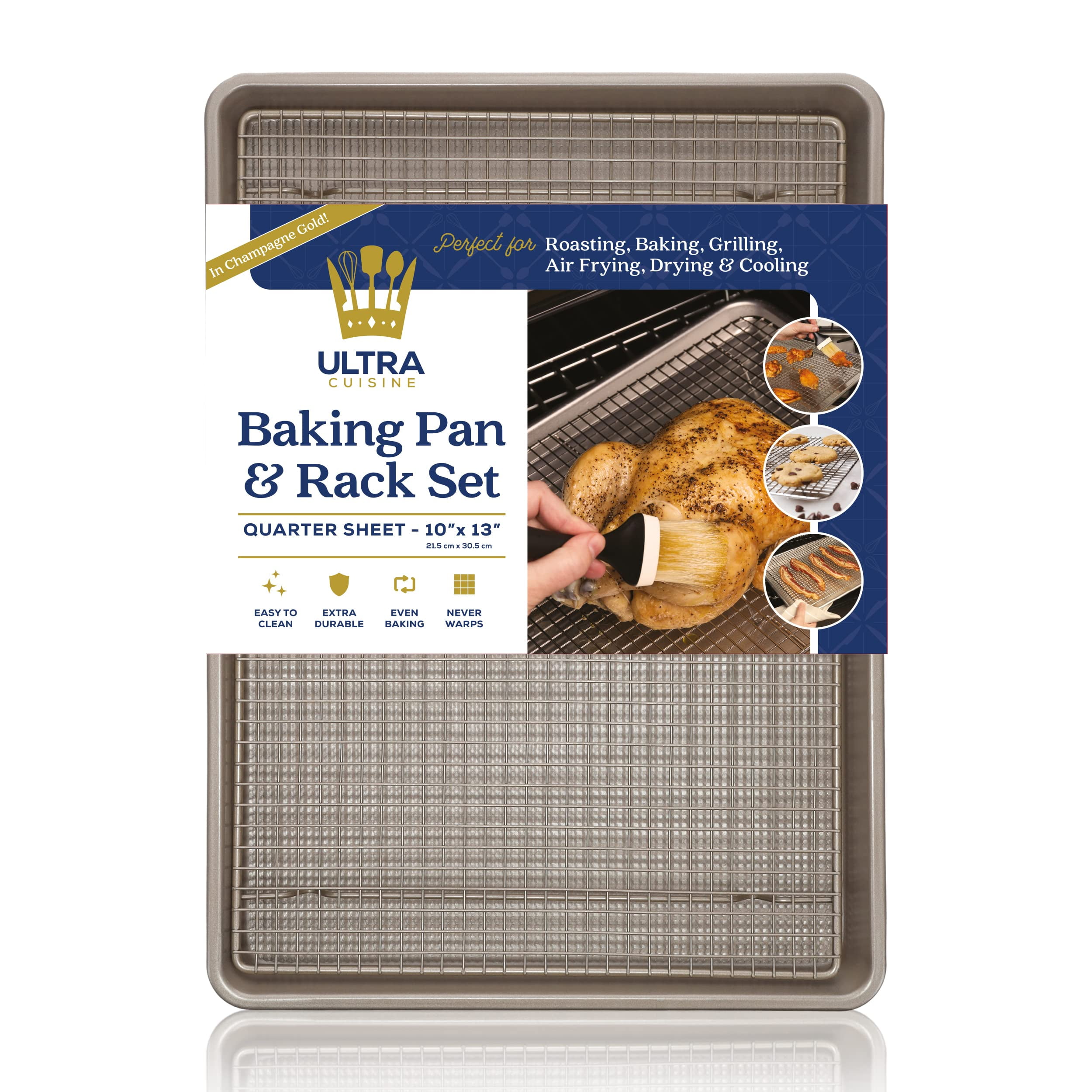 Quarter Baking Sheets with 100% Stainless Steel Rack Set - Includes ...