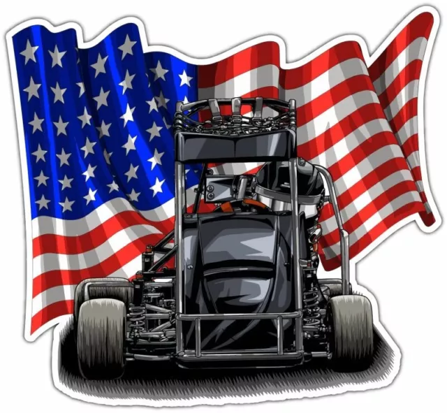 Quarter Midget Car Racing Dirt Race Usa Flag Stickerphone Decal Water ...