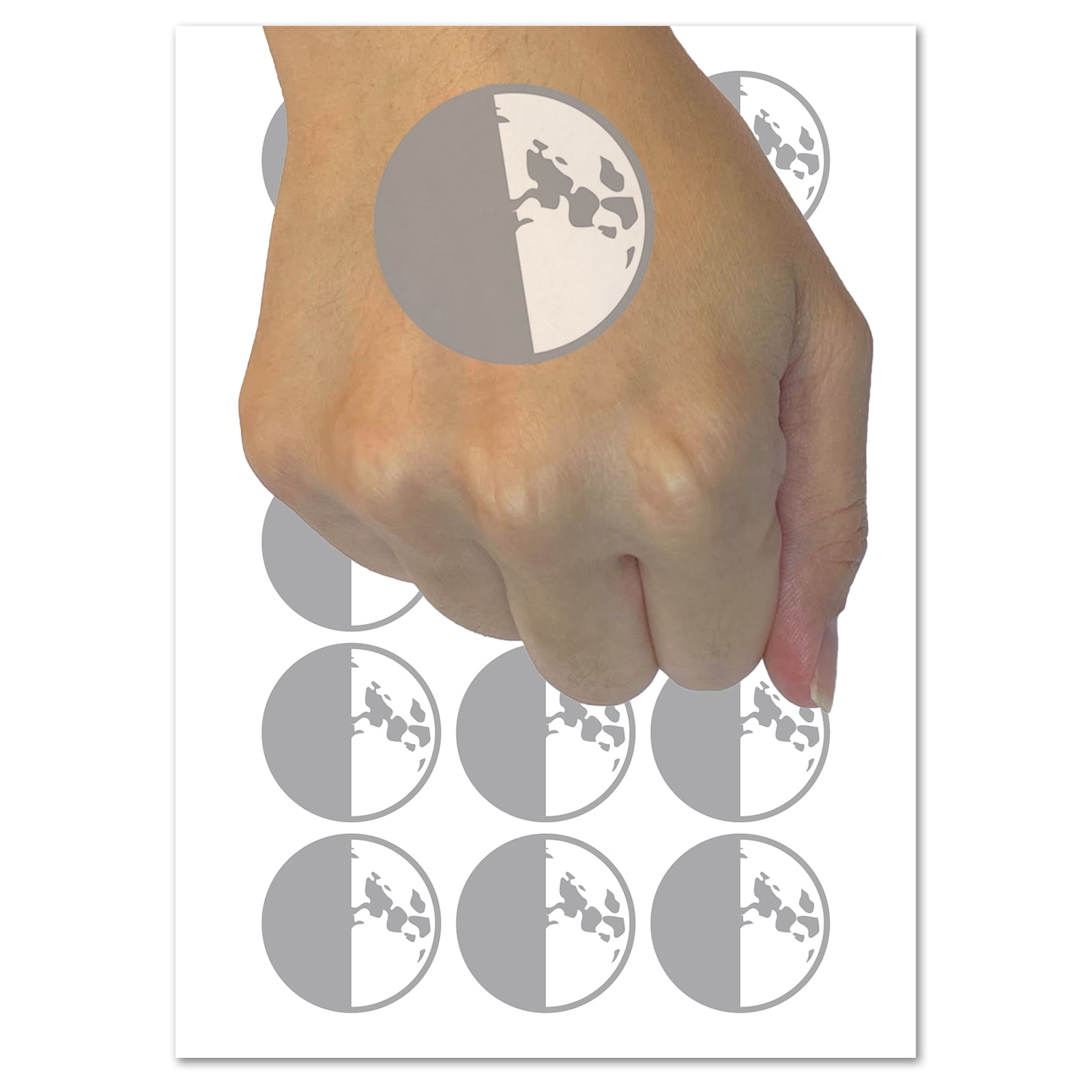 Quarter Moon Phase Water Resistant Temporary Tattoo Set Fake Body Art ...