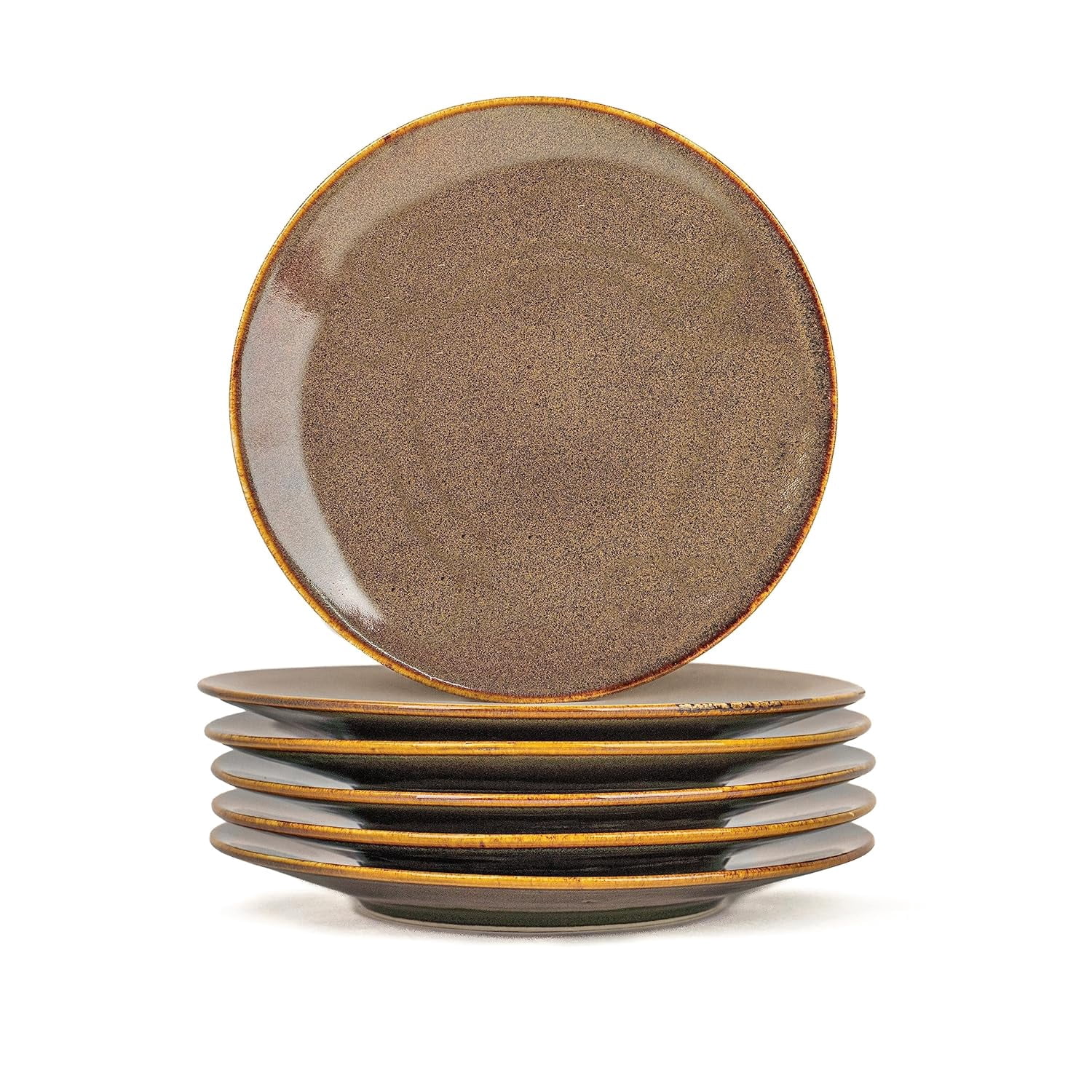 Quarter Plates Set Of 6, Brown Reactive Luxury Series | Stoneware ...