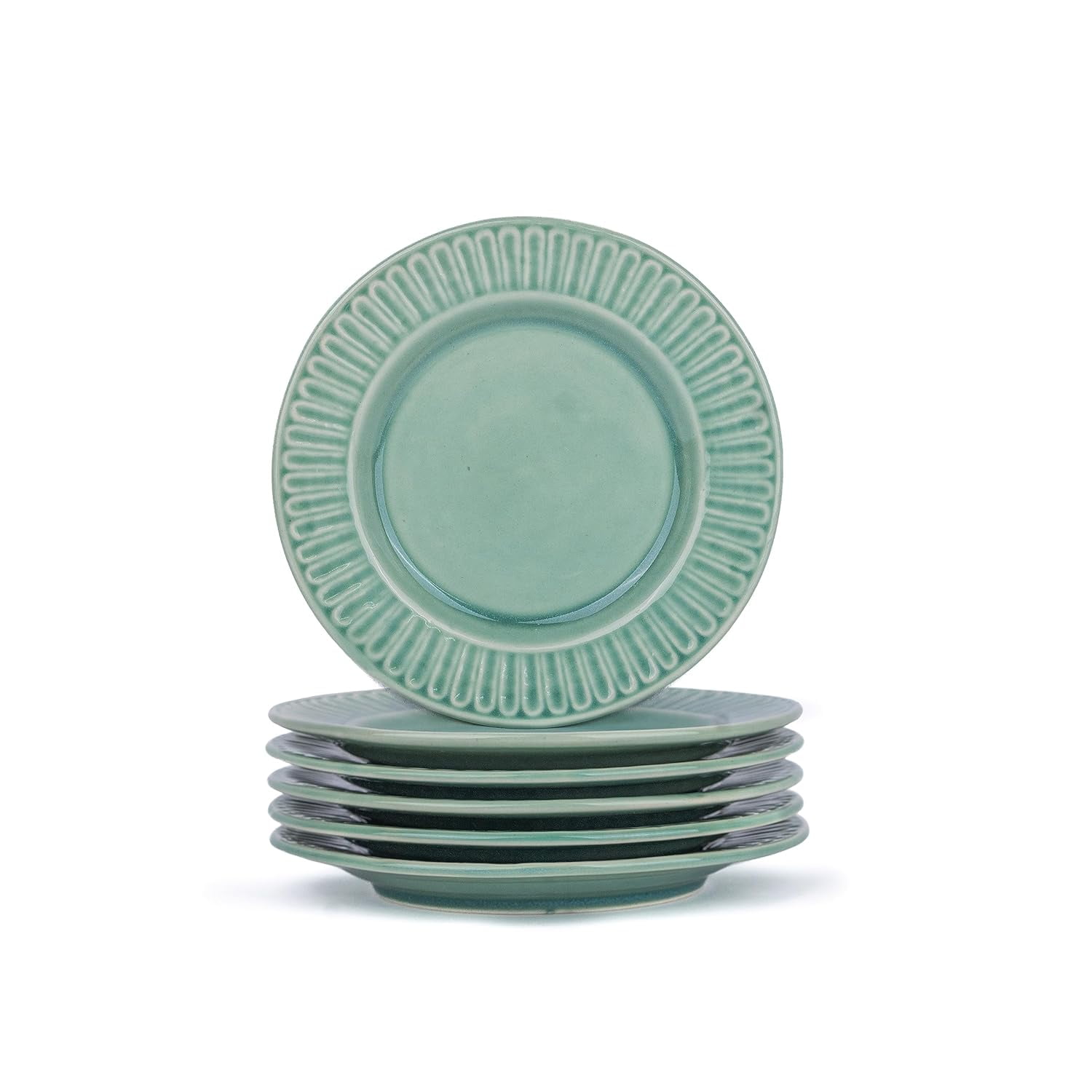 Quarter Plates Set Of 6, Light Mint | Ceramic Snack Plates | Snacks ...