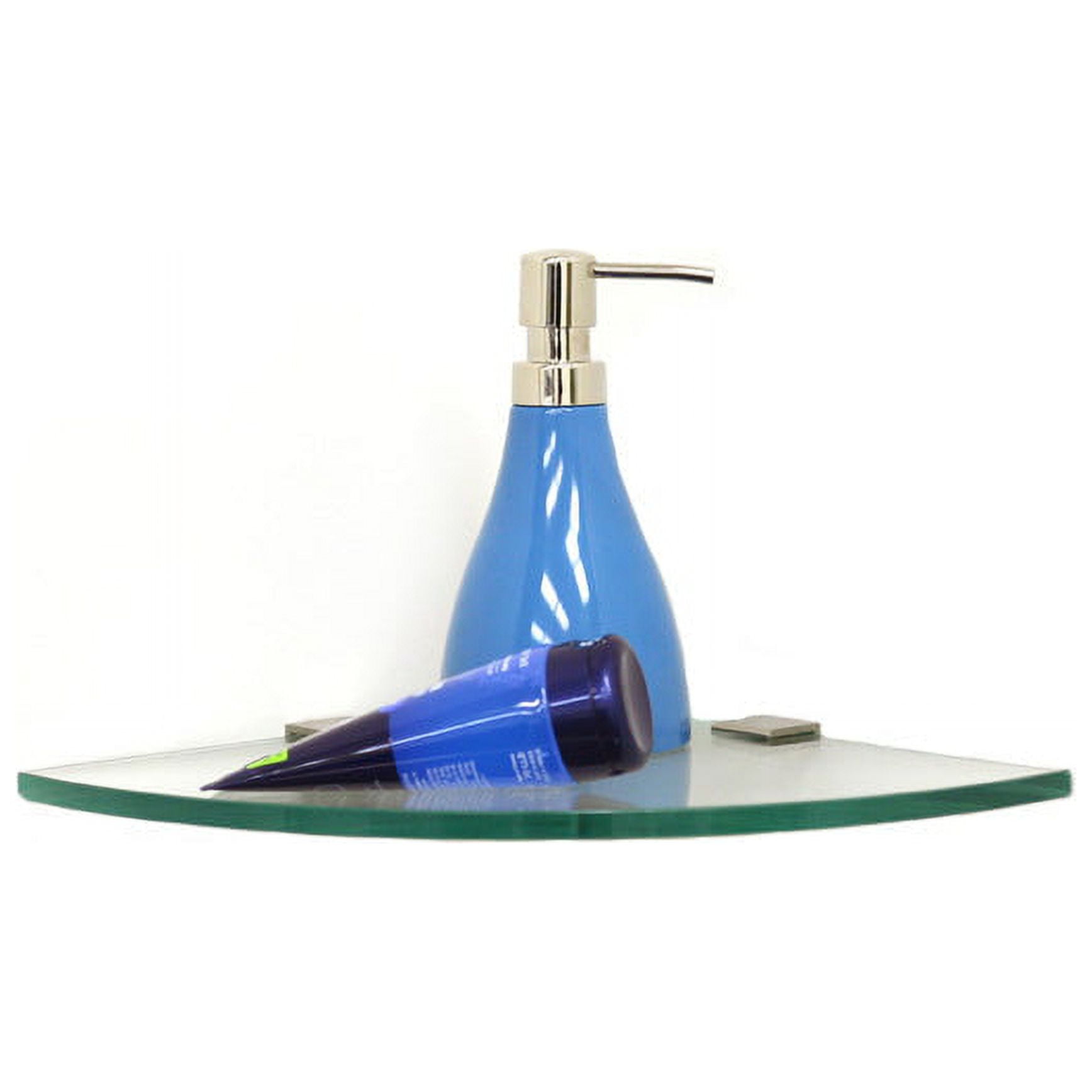 Quarter Round Bathroom Shelf with Square Clamps By Spancraft Glass ...