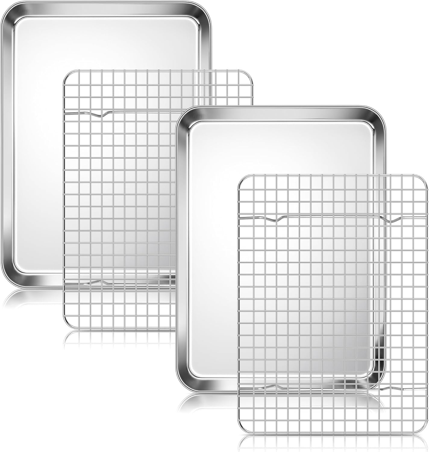 Quarter Sheet Pan with Wire Rack Set (2 Baking Sheets+2 Racks ...
