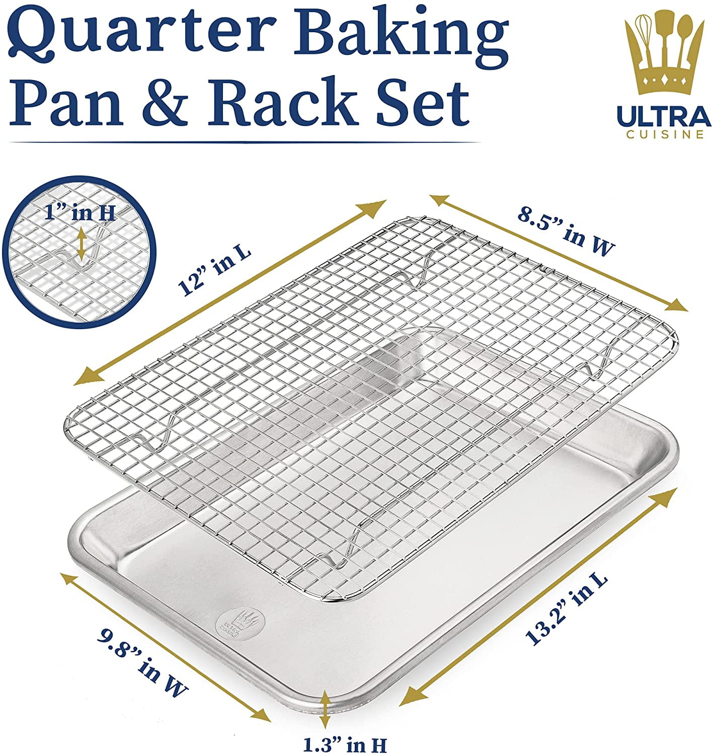 Quarter Sheet Pan with Wire Rack Set - Quality Baking Sheet & Cooling ...