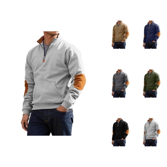 Quarter Zip Pullover Men 2026 Fall Winter Long Sleeve Patchwork Casual ...