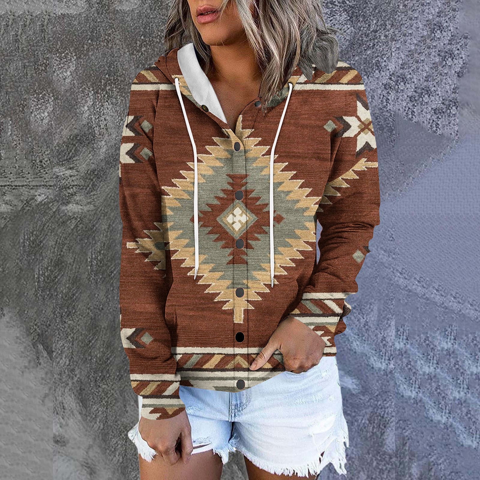 Quarter Zip Pullover Women Vintage Women 1 4 Zip Aztec Hoodie Pullover