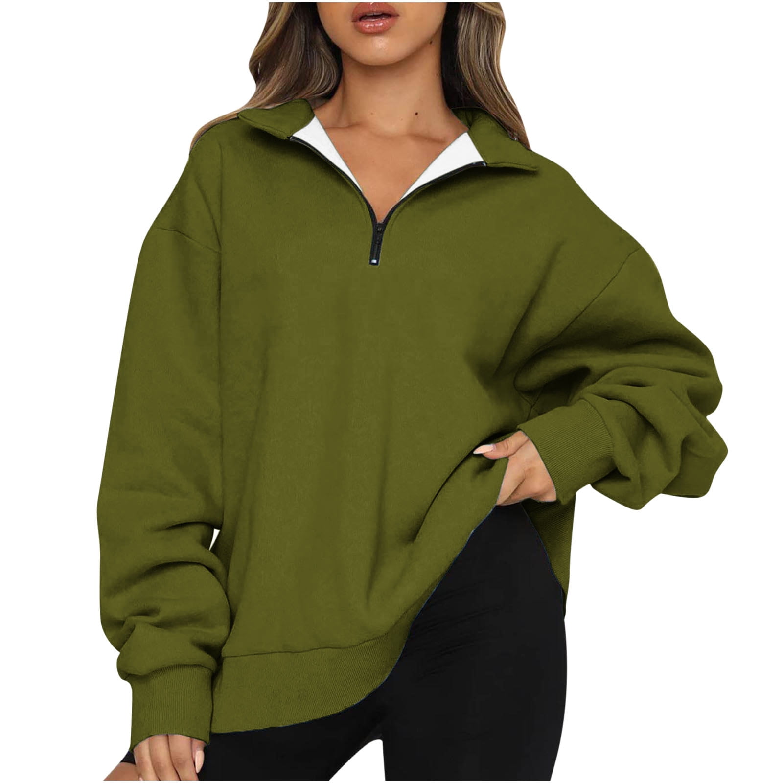 Quarter Zip Sweatshirt Women,Women's Causal 1/4 Zip Pullover Long ...