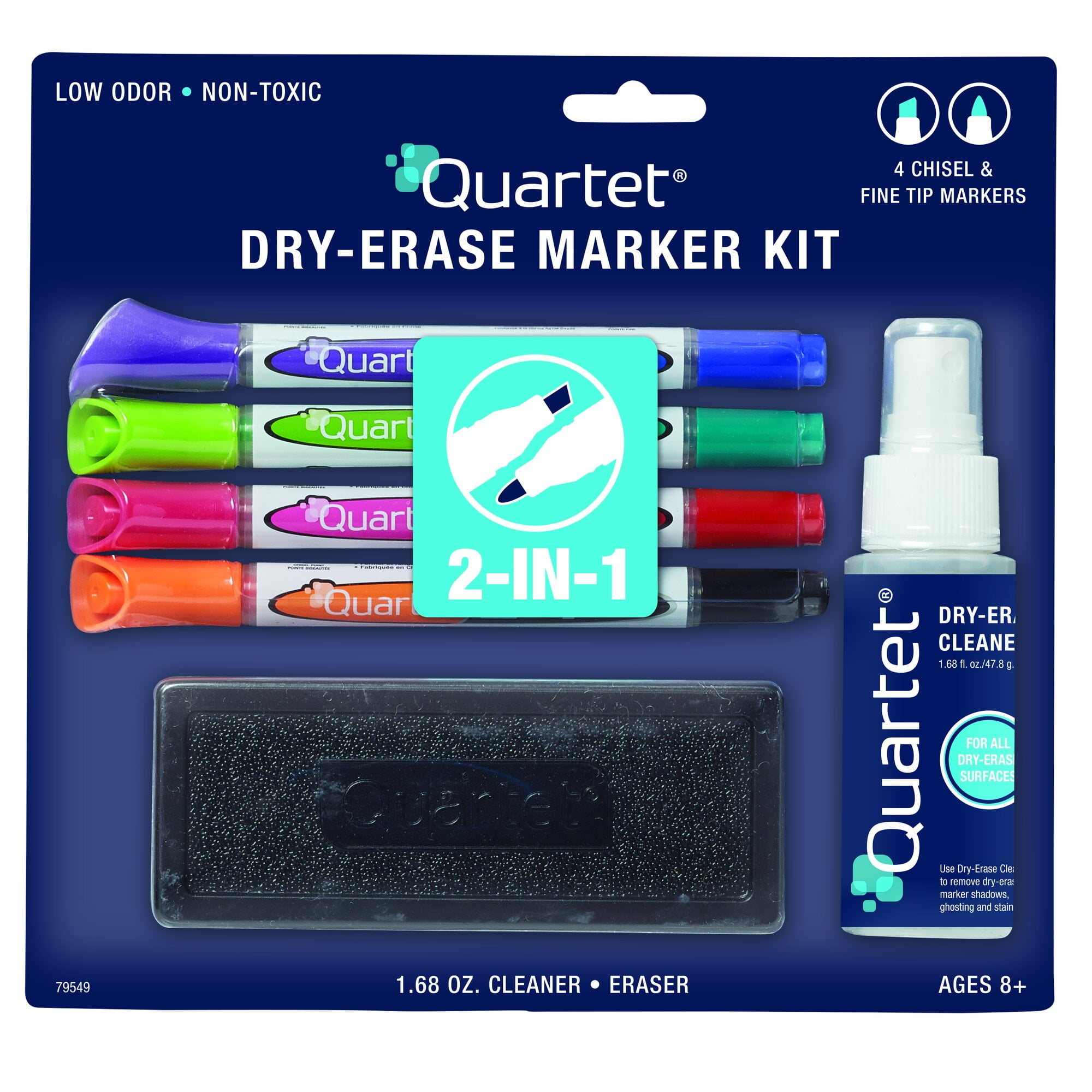 Quartet 2-in-1 Dry-Erase Kit, Chisel/Fine Tip Dry-Erase Markers, Eraser ...