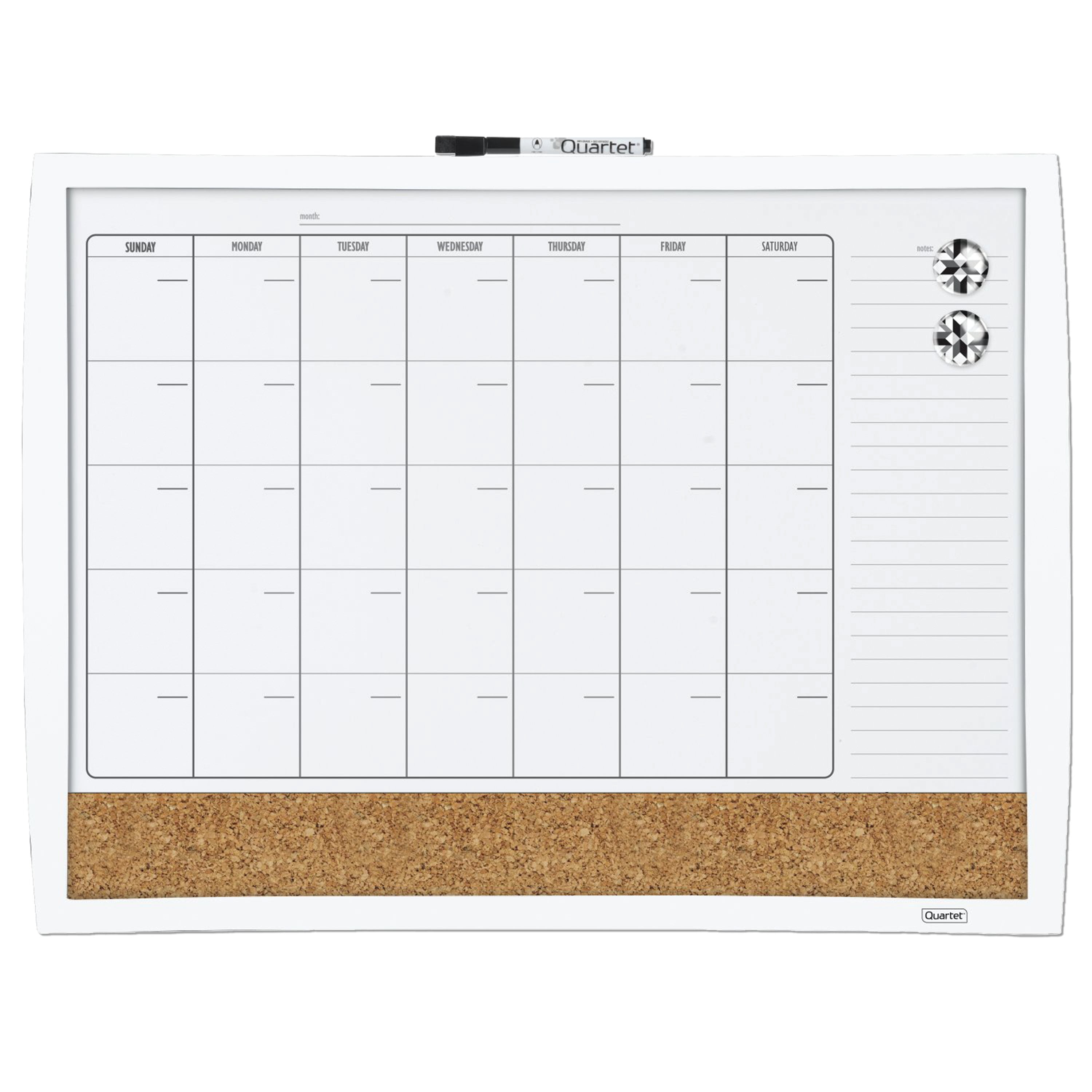 Quartet 3-In-1 Calendar Board, 17" x 23", Curved Frame, (38097-WT ...