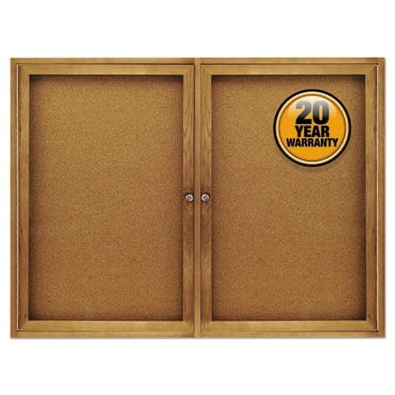 Quartet 48 x 36 in. Enclosed Cork Bulletin Board with Oak Frame ...