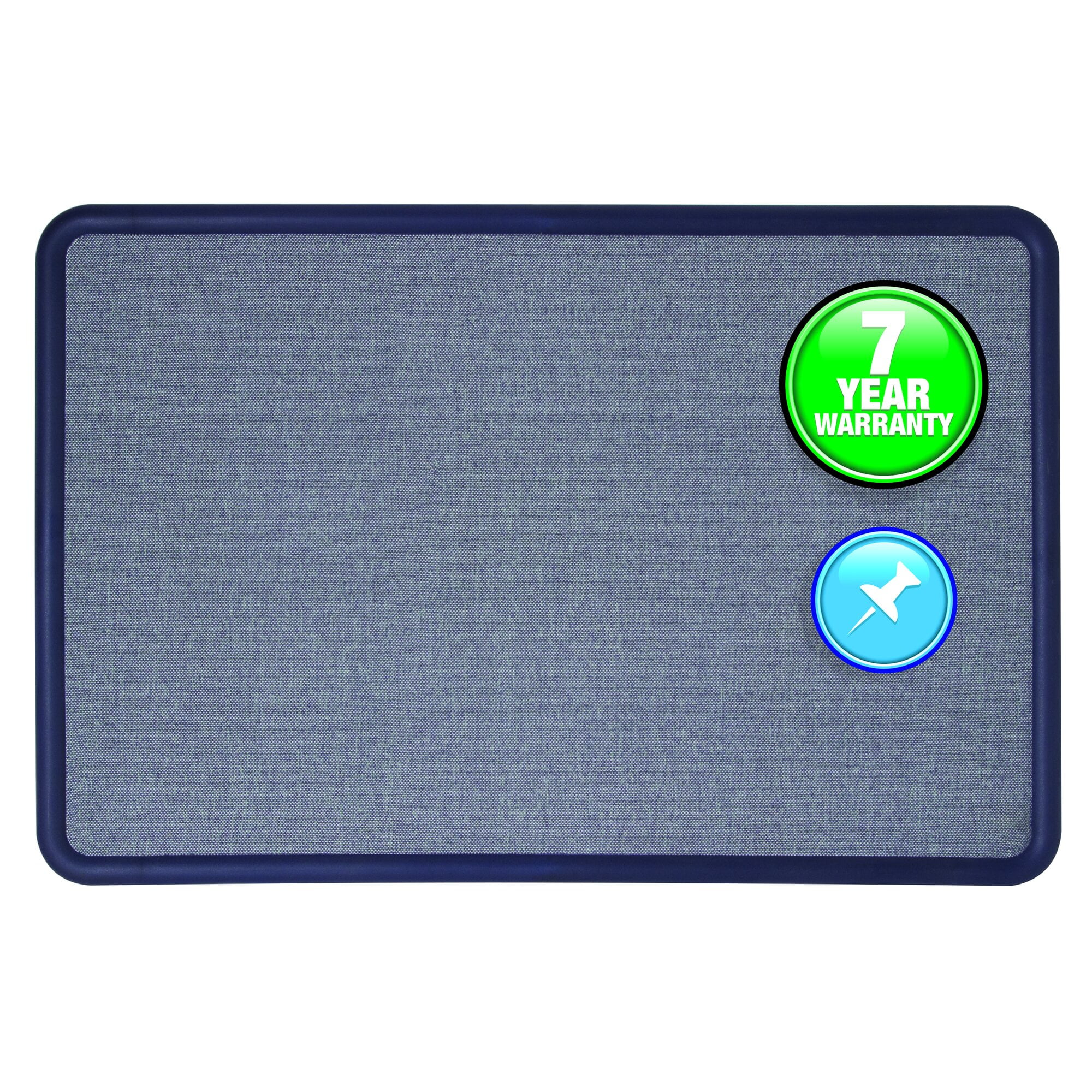 Quartet Contour Fabric Bulletin Board, 3' x 2', Navy Frame, Blue Fabric ...