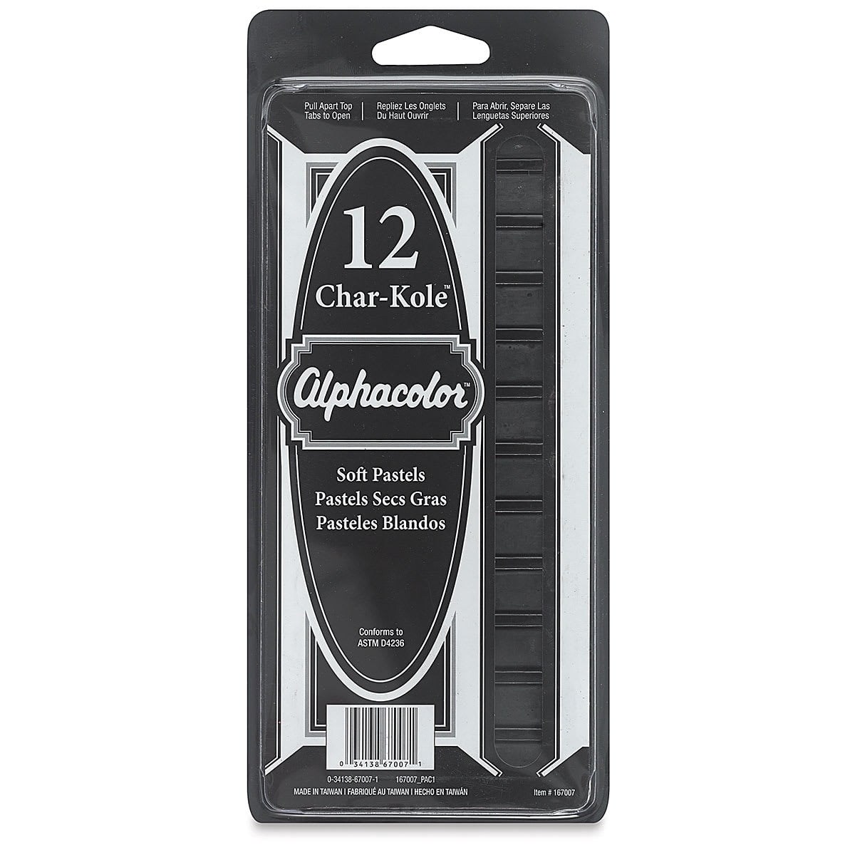Quartet Derwent Alphacolor Soft Square Pastels, Char-Kole, Black, 12 ...