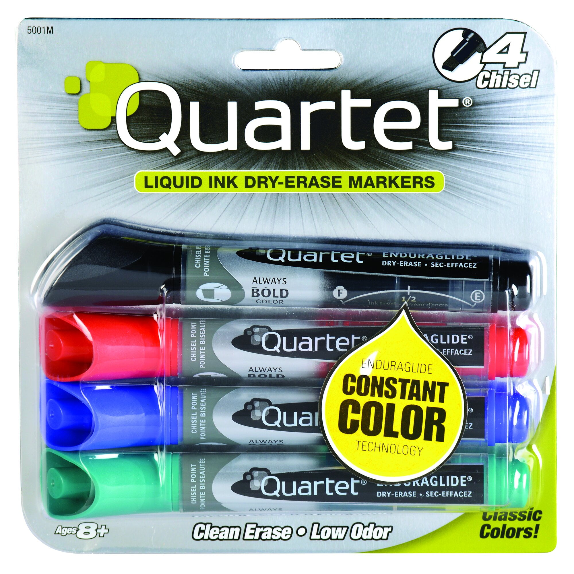 Quartet EnduraGlide Easy Colored Writing Dry-Erase Markers, Chisel Tip ...