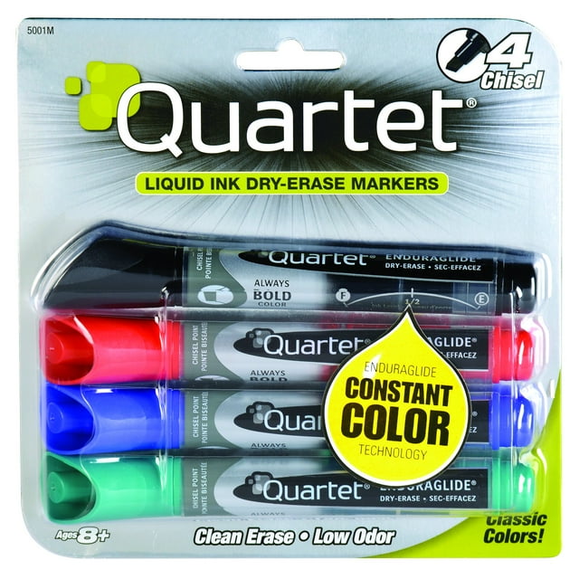 Quartet EnduraGlide Dry-Erase Markers, Chisel Tip, Assorted Classic ...