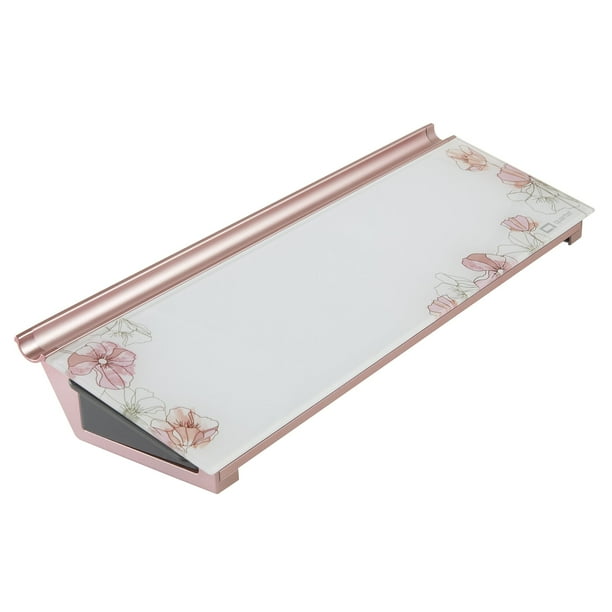 Quartet Glass Dry-Erase Desktop Computer Pad, 18" x 6", Floral Design ...