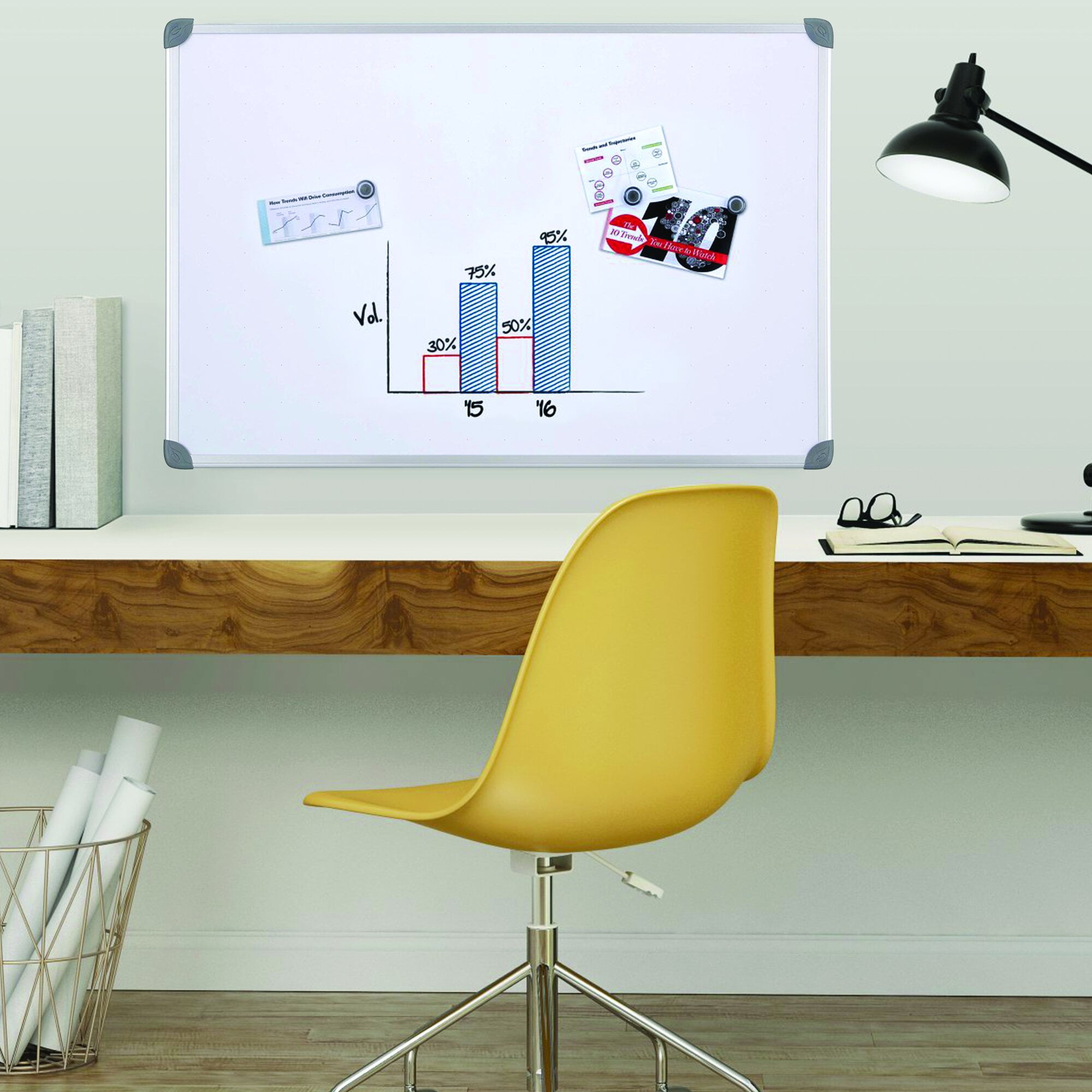 "Quartet 24"" x 36"" Magnetic Dry-Erase Whiteboard, Euro Style Frame ...