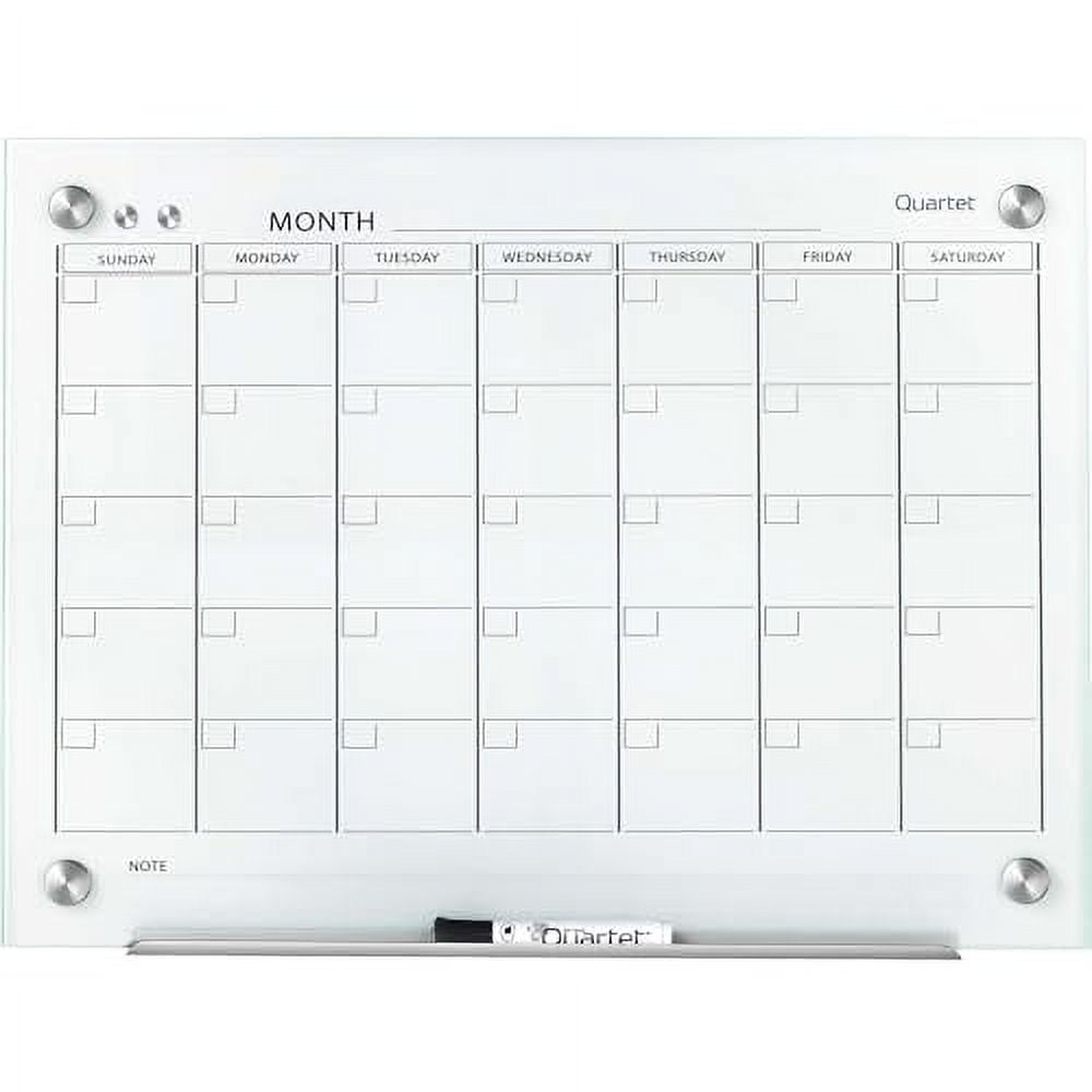 Quartet Magnetic Whiteboard Calendar, Glass Dry Erase White Board ...