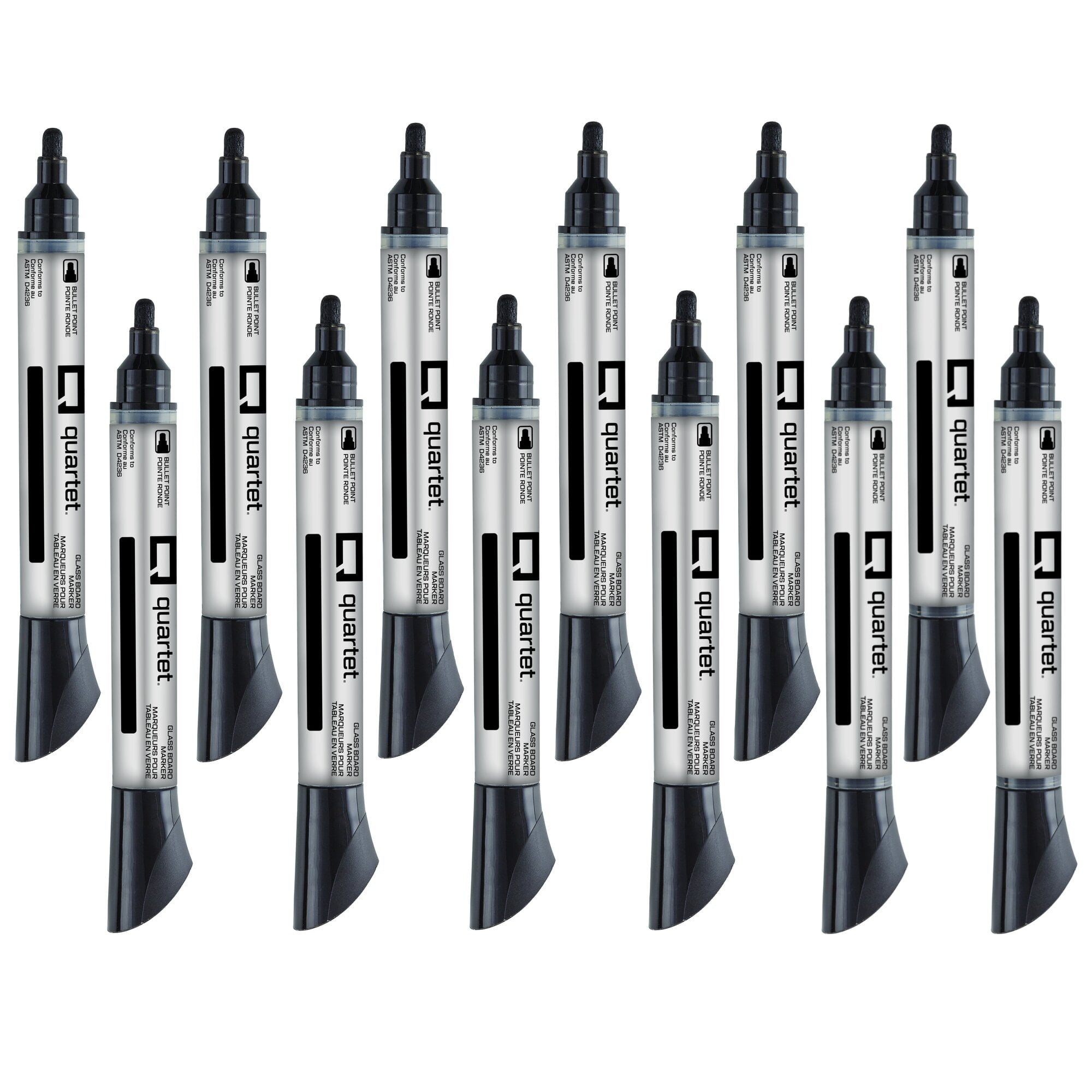 Quartet Premium Glass Board Dry-Erase Markers Bullet Tip Black 12 Pack ...