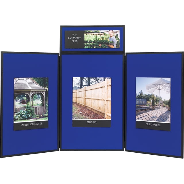 Quartet Show-It! 3-Panel Display System, 6' x 3', Double-sided, Blue ...