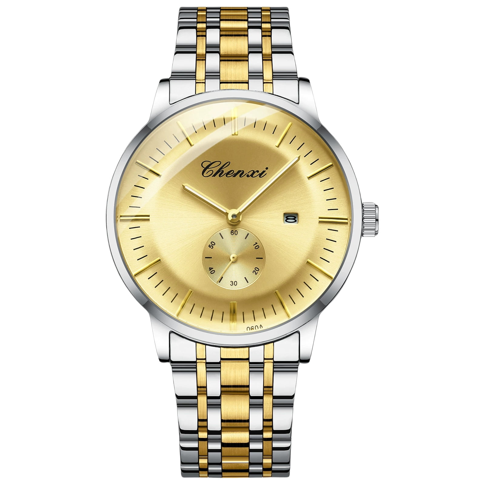Quartz Analog Watches for Men Silver Dress Gold Classic Luxury Big ...