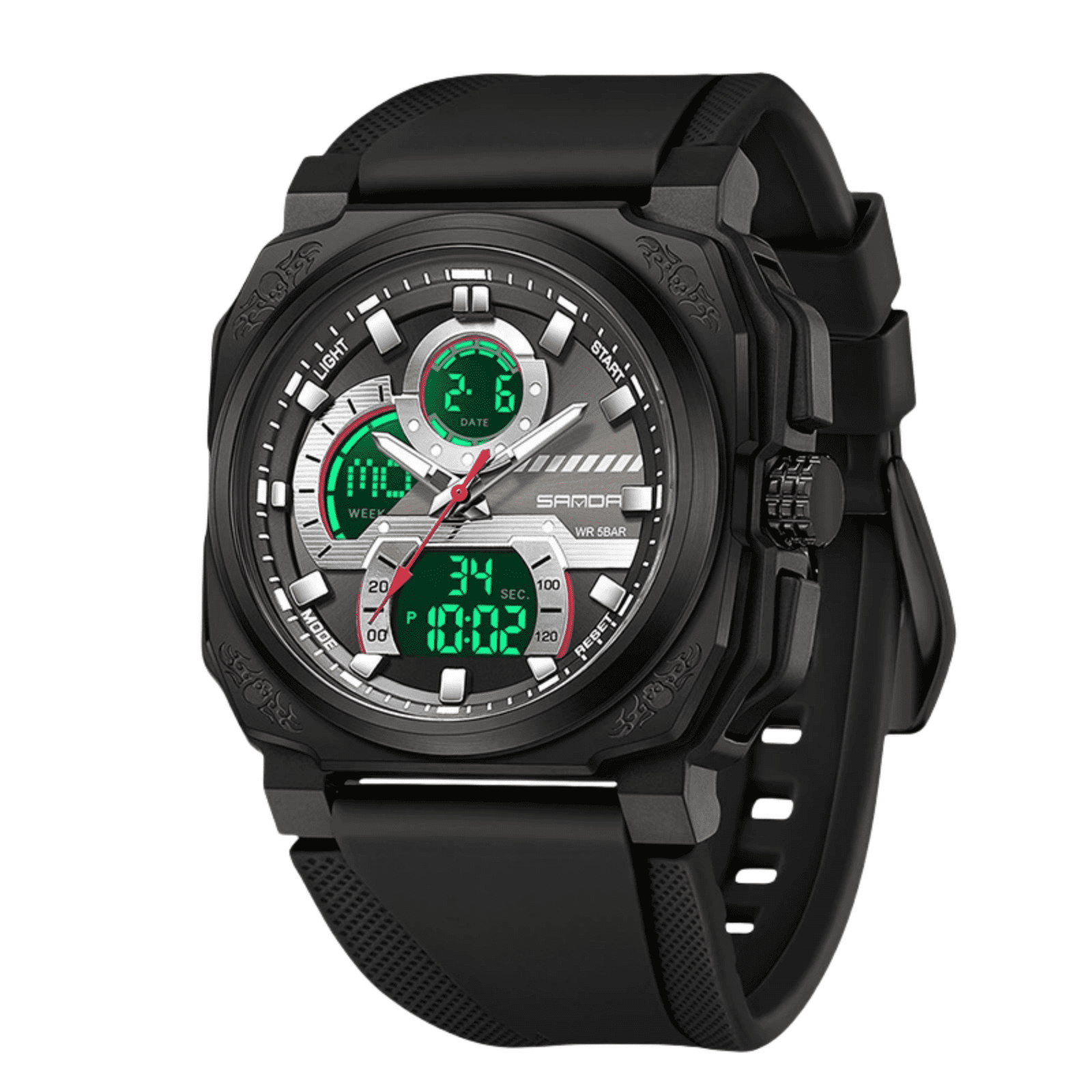 Quartz Analog Watches for Men Silver Dress Gold Classic Luxury Big ...