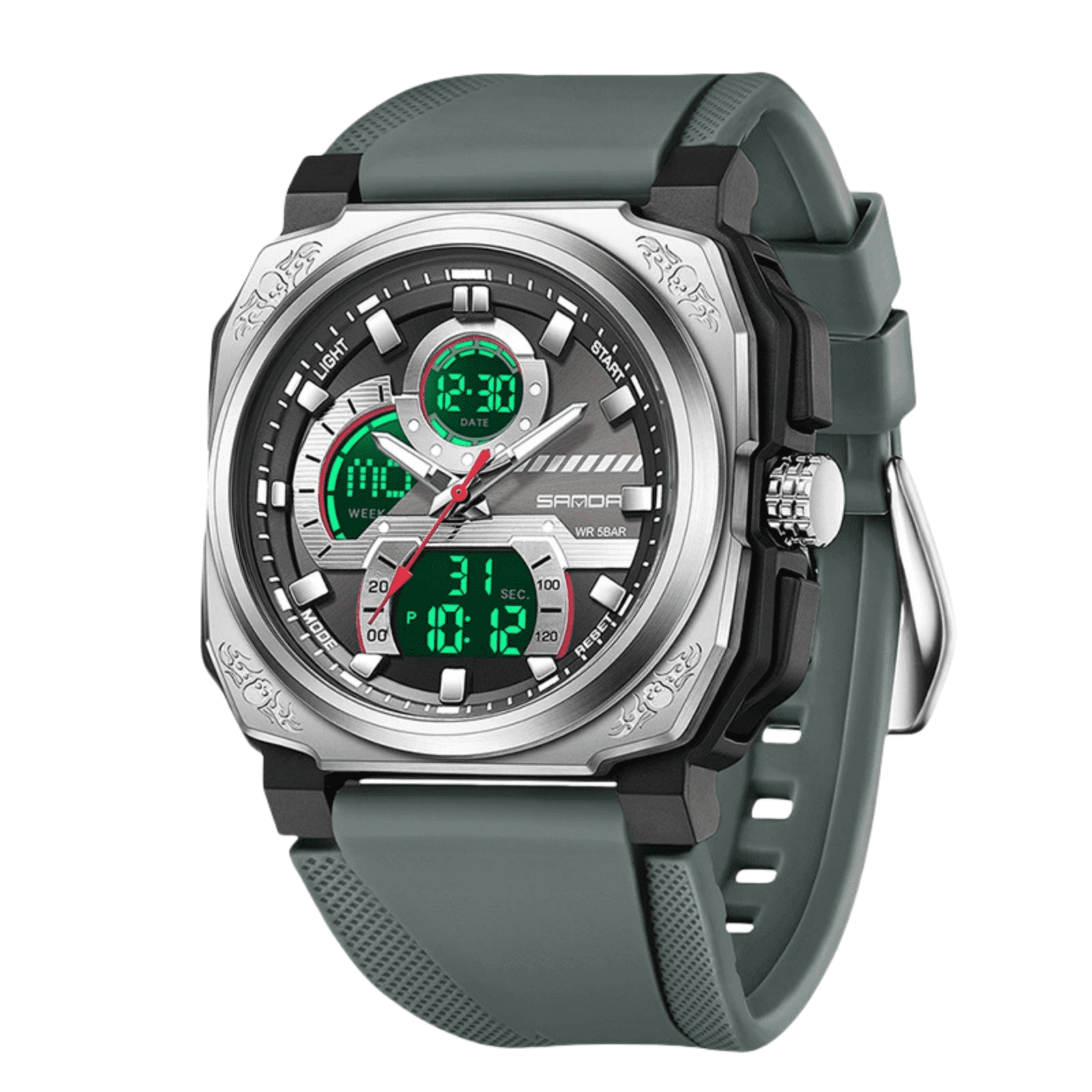 Quartz Analog Watches for Men Silver Dress Gold Classic Luxury Big ...