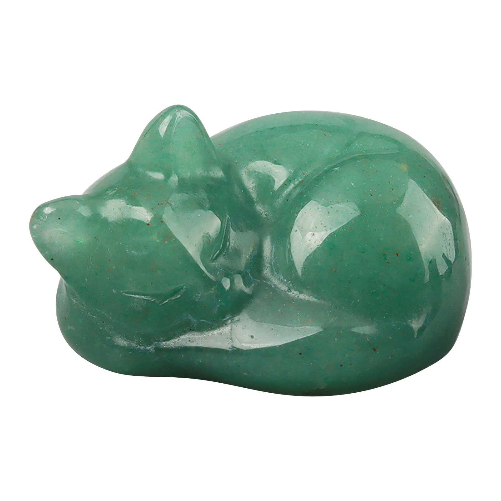Quartz Cat Decor Artificial Crystals Sleeping Cat Statue Stone Figurine ...