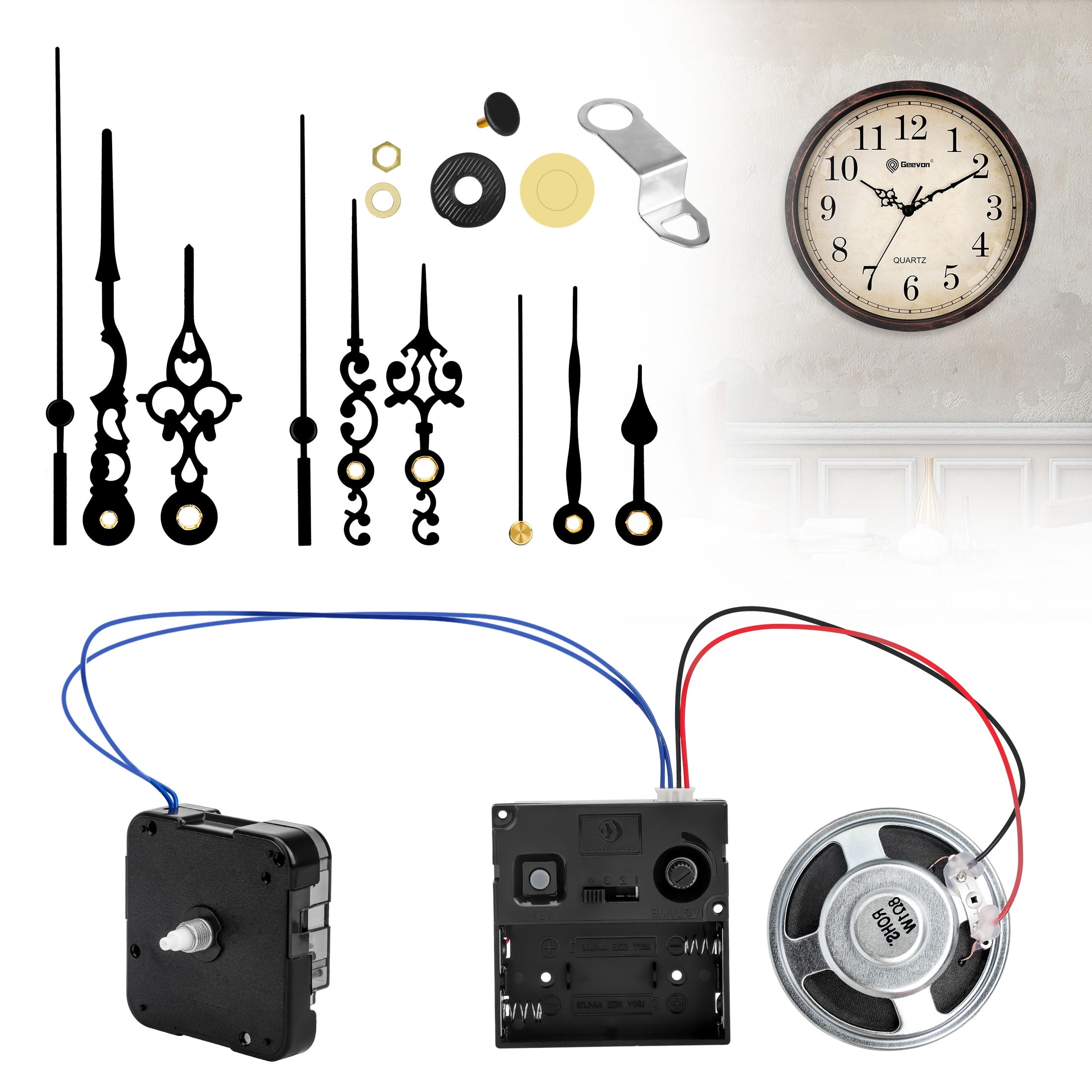 Quartz Clock Movement Replacement Kit, EEEkit Clock Motor Hand Kit with ...