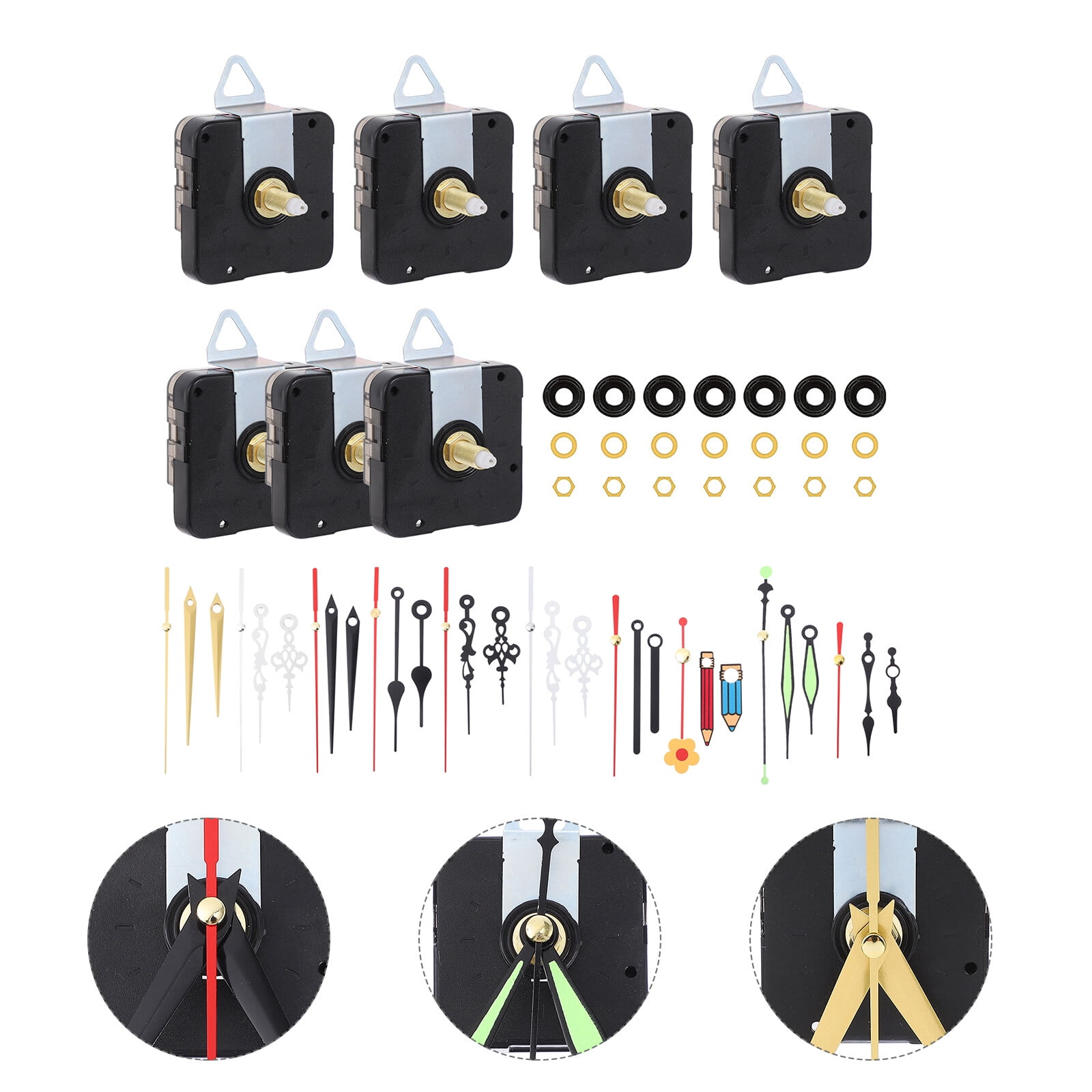 YEAHIBABY DIY Clock Movement Clock Replacement Parts Plastic 7 Sets ...