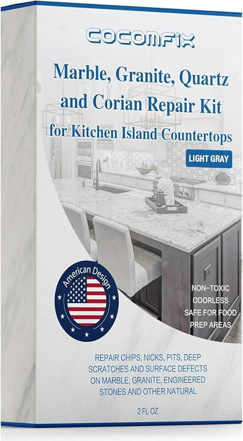 Quartz Countertop Chip Repair Kit(Light Gray), Marble and Granite ...