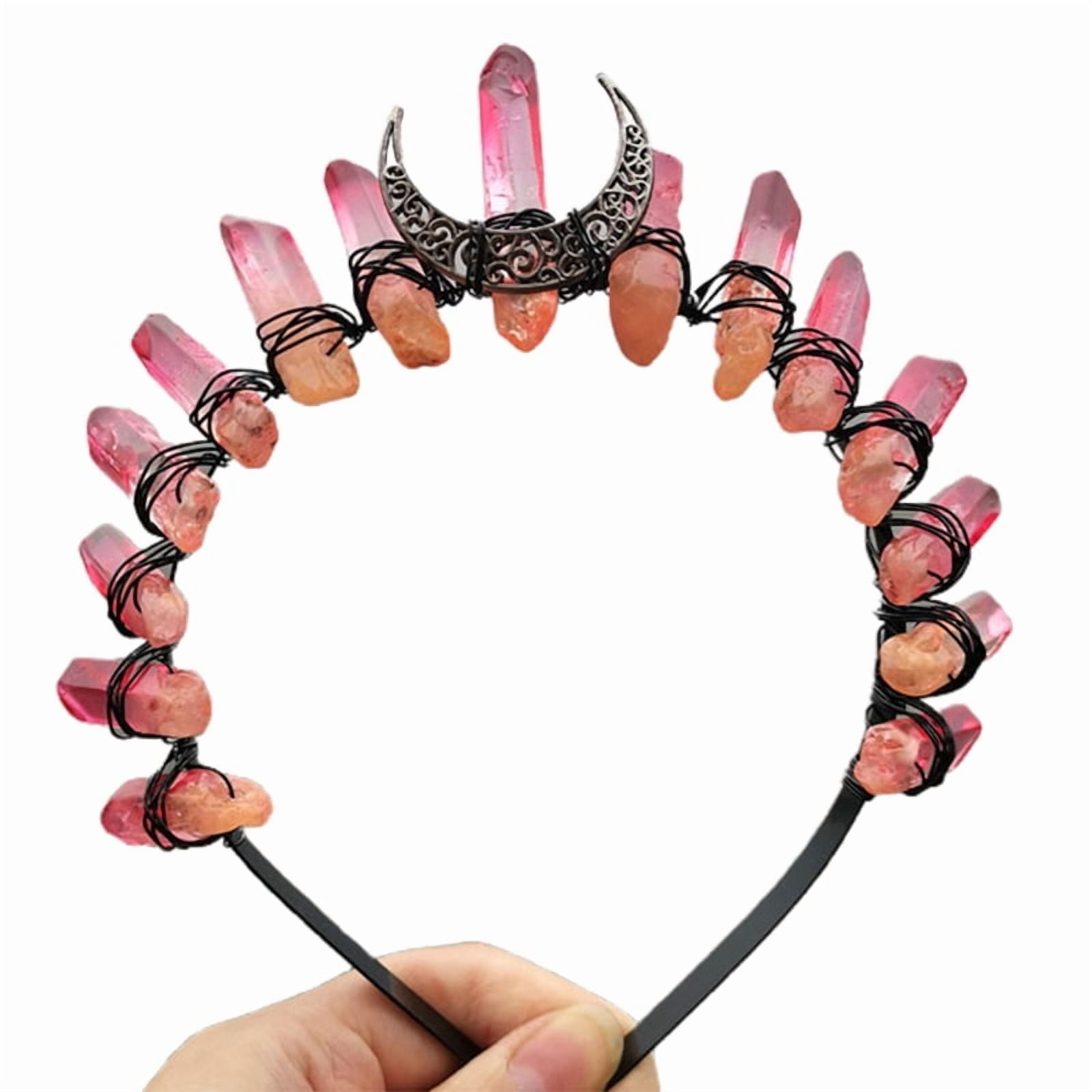 Quartz Crystal Headband Natural Stone for Head Loop Crescent Decoration ...