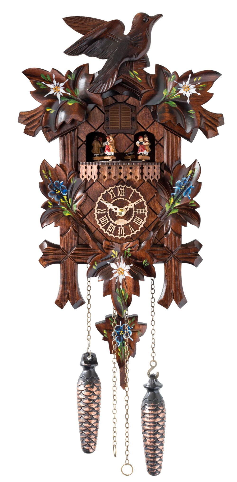Quartz Cuckoo Clock 5 leaves, birds, with music and moving dancers - Walmart.com