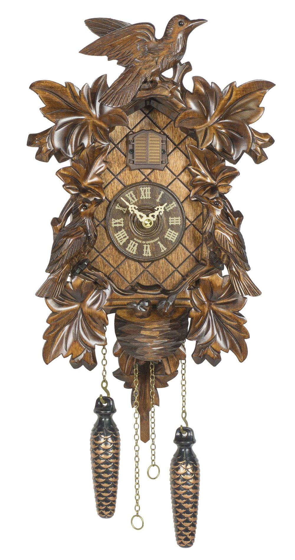 Quartz Cuckoo Clock 6 leaves, 3 birds, nest - Walmart.com