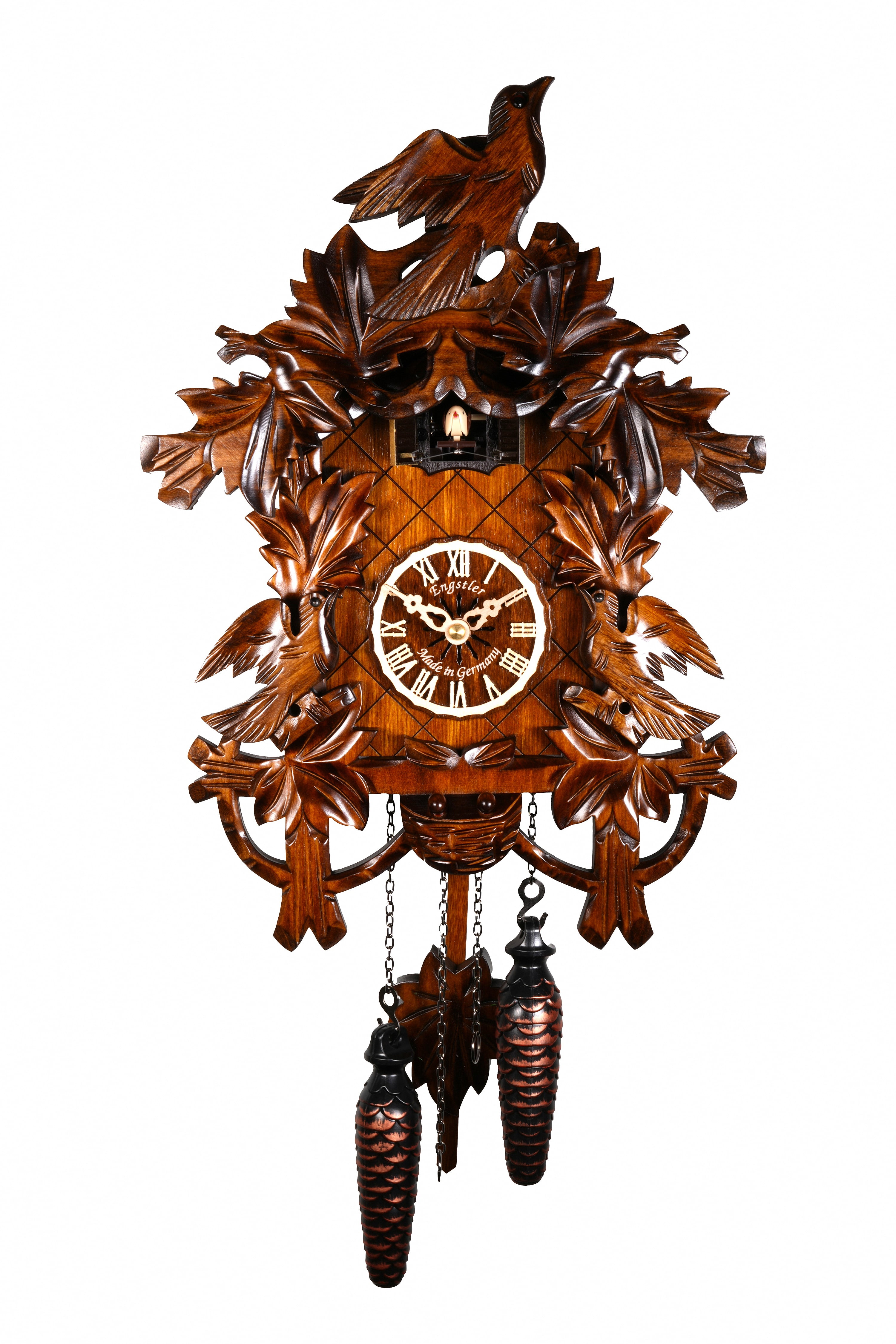 Quartz Cuckoo Clock 8 leaves, 3 birds, nest - Walmart.com