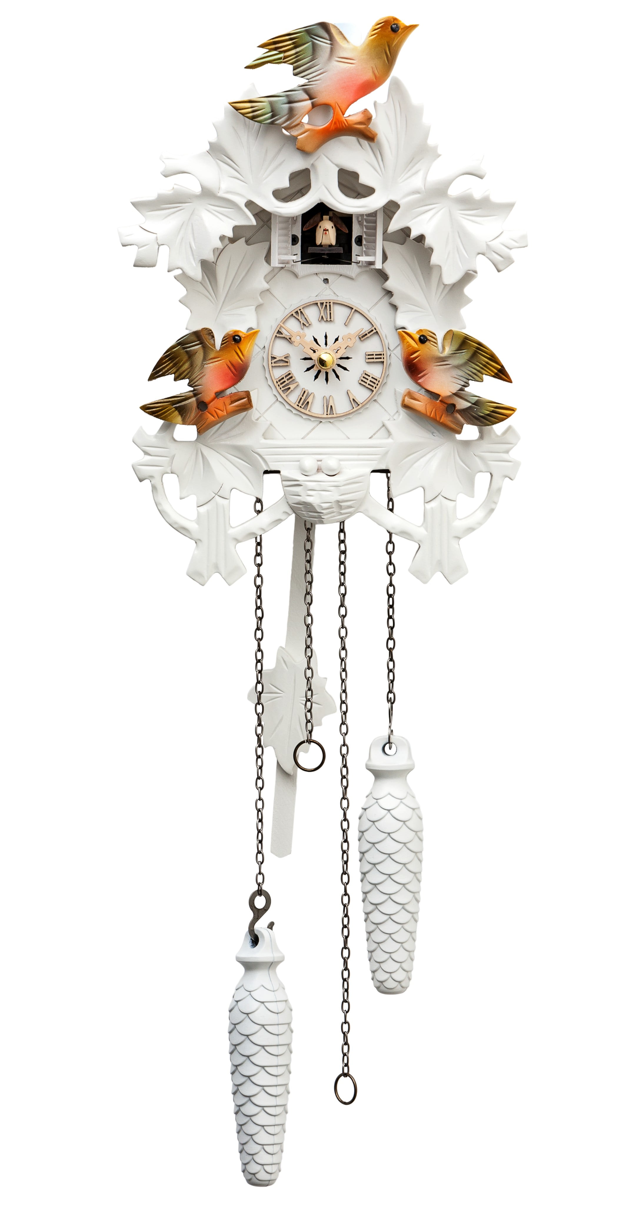 Quartz Cuckoo Clock 8 leaves, 3 birds, nest - Walmart.com