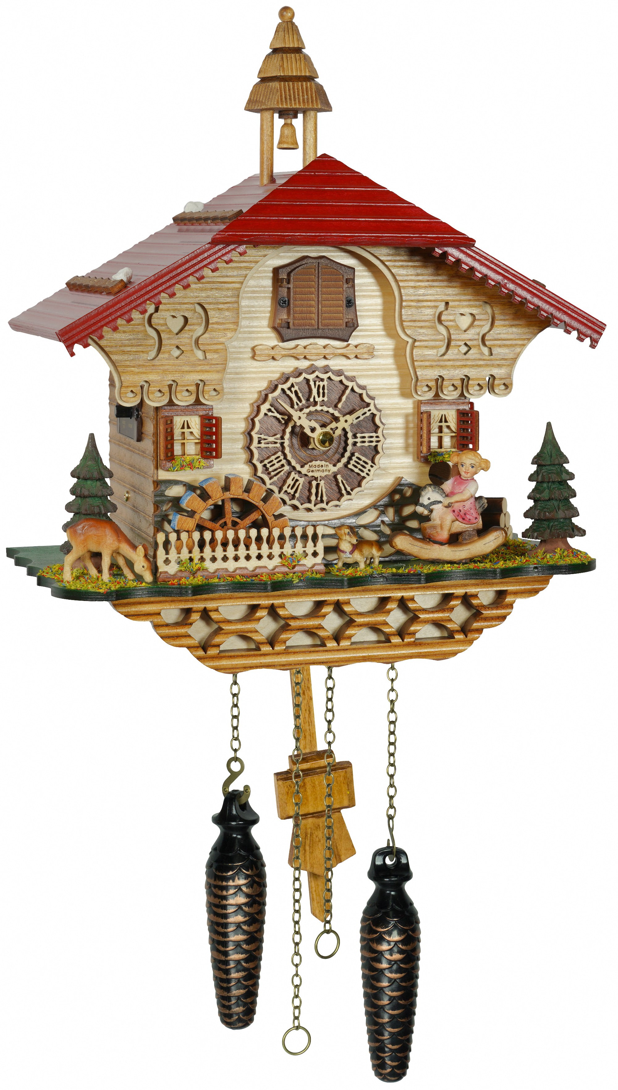 Quartz Cuckoo Clock Black forest house with music, moving seesaw and ...