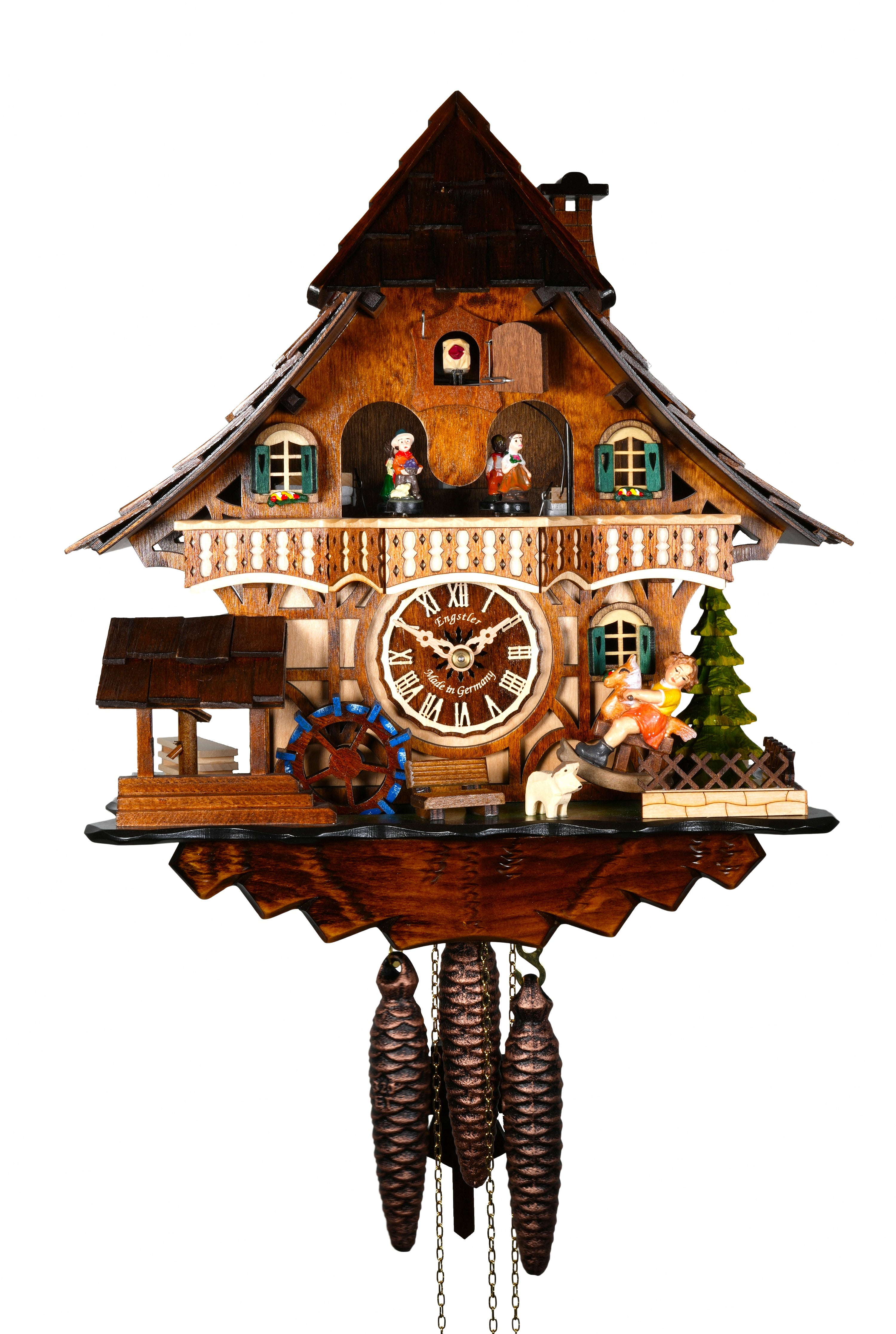 Quartz Cuckoo Clock Black forest house with music, moving seesaw and ...