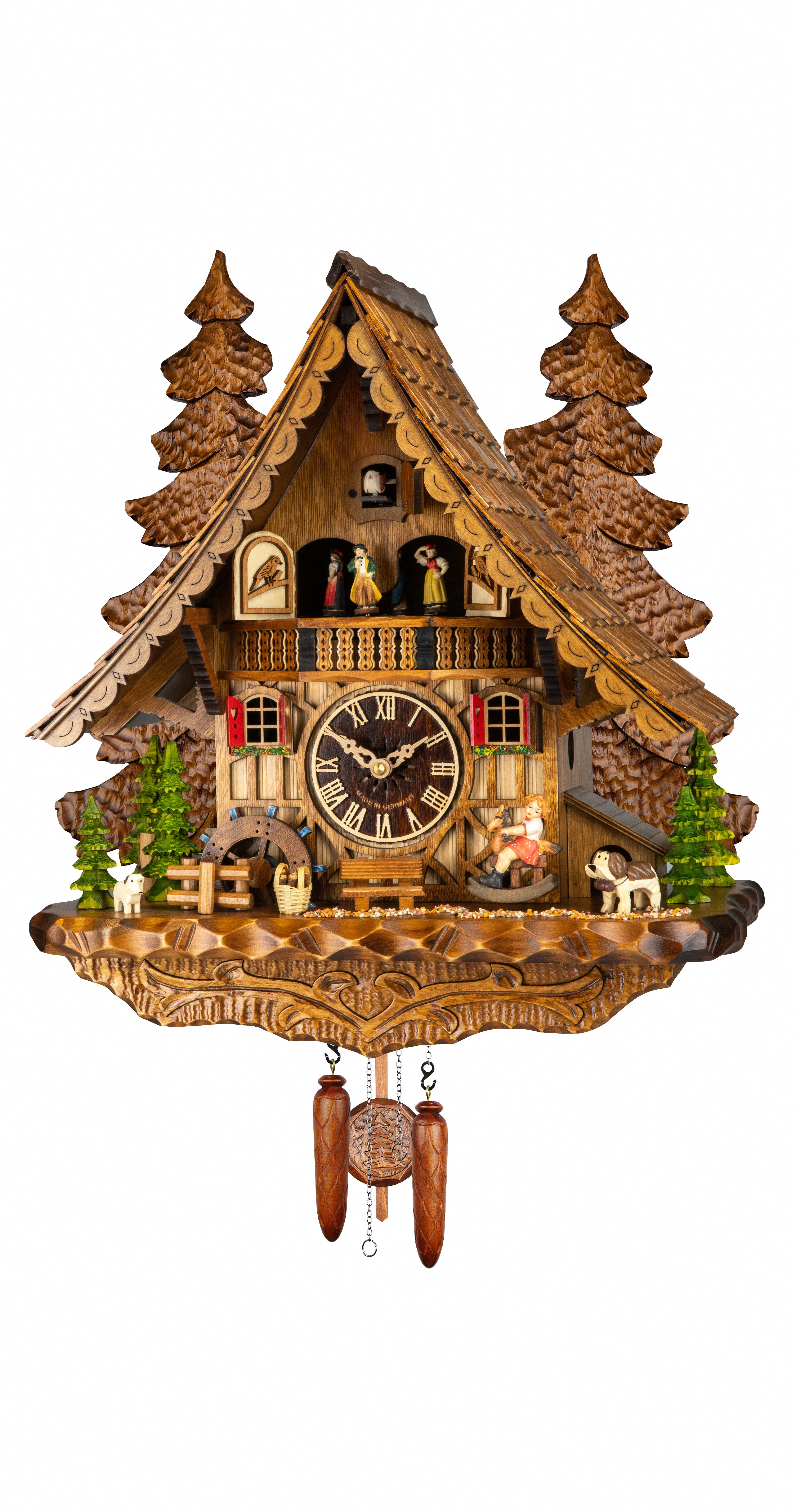 Quartz Cuckoo Clock Black forest house with music, moving seesaw and ...