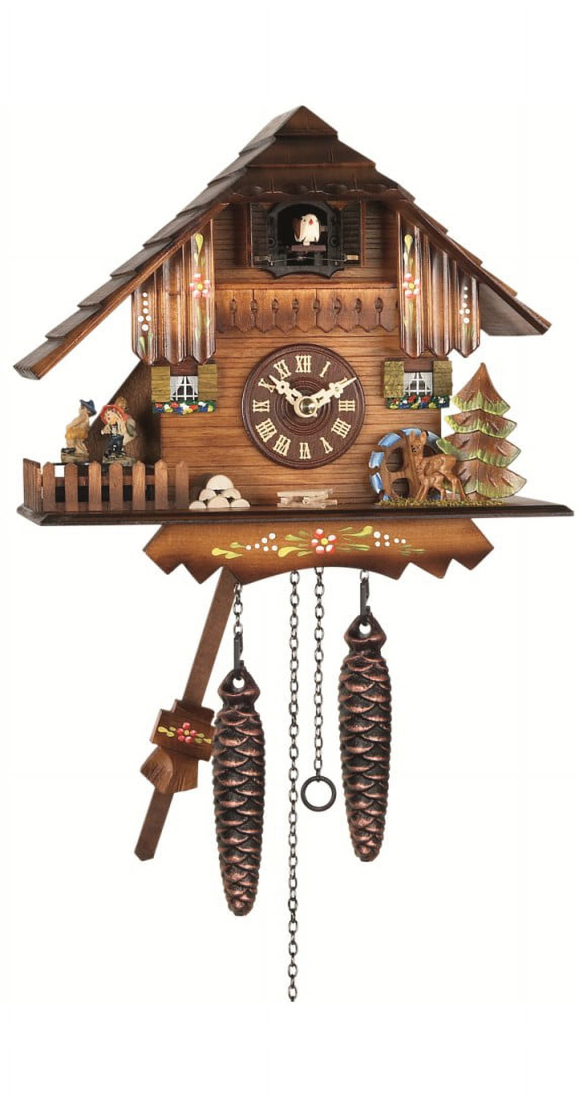 Quartz Cuckoo Clock Black forest house with music, turning dancers EN ...