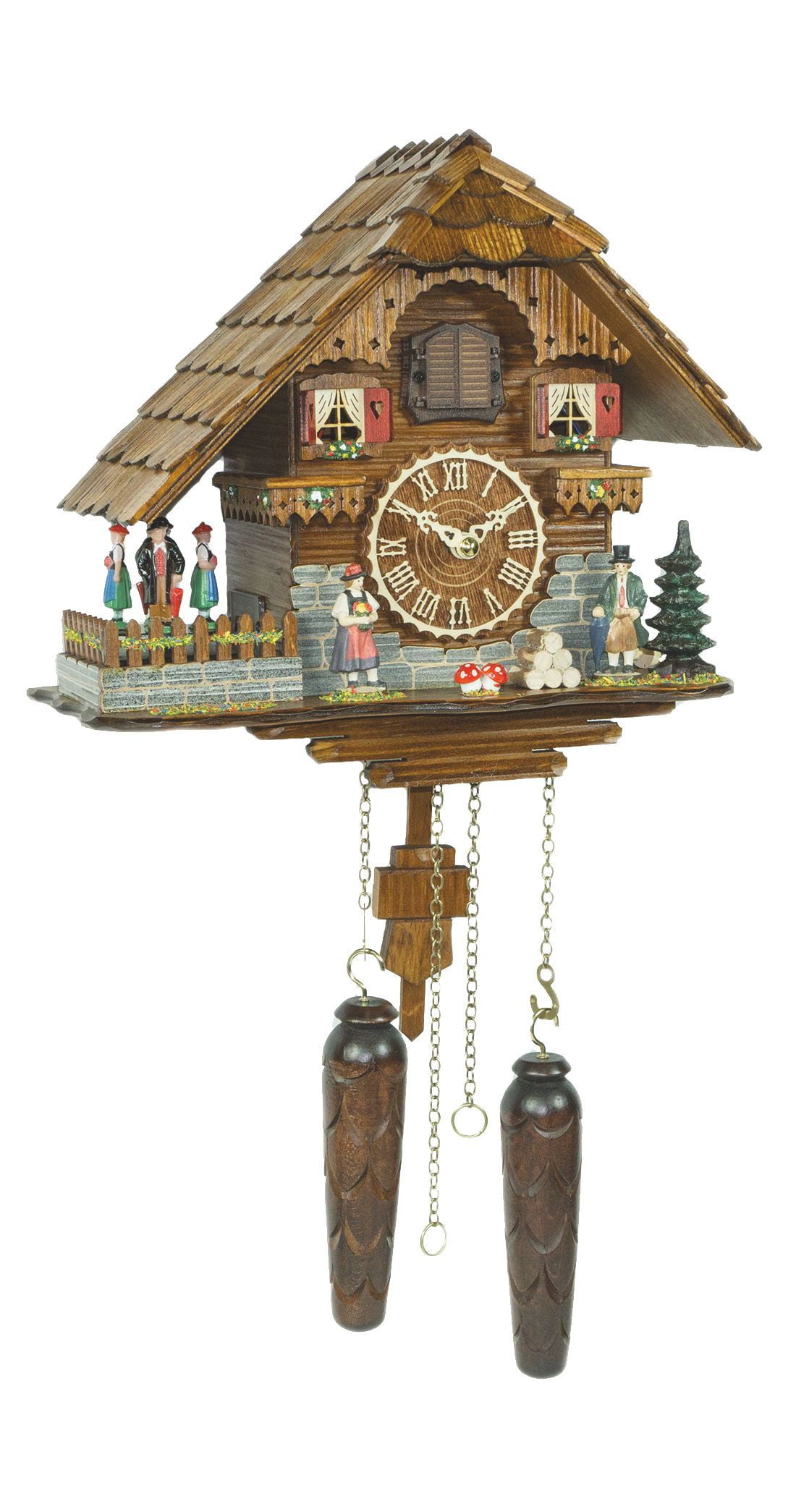 Quartz Cuckoo Clock Black forest house with music, turning dancers ...